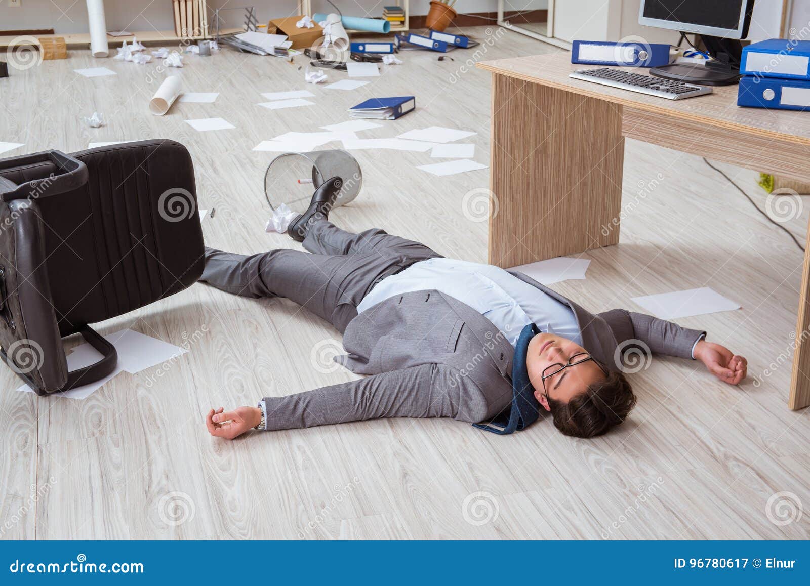The Businessman Dead on the Office Floor Stock Image - Image of death ...