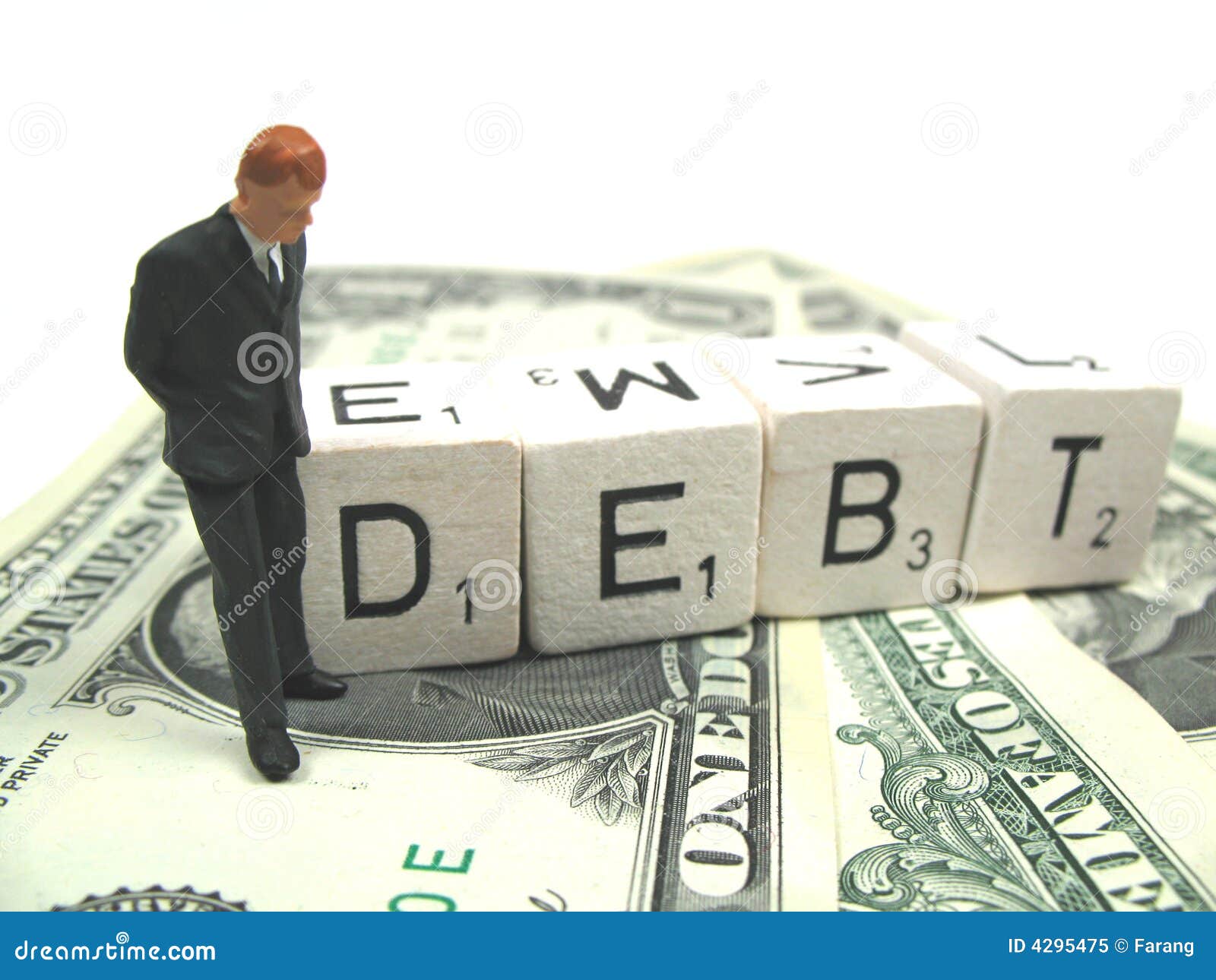 Businessman in debt stock image. Image of finance, money - 4295475