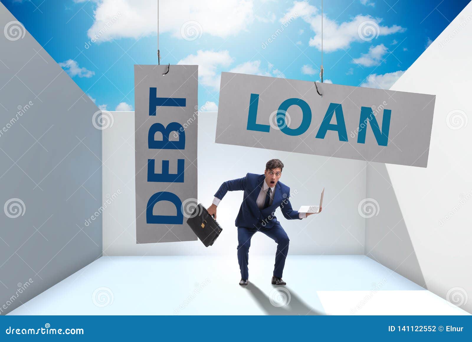 The Businessman in Debt and Loan Concept Stock Photo - Image of ...