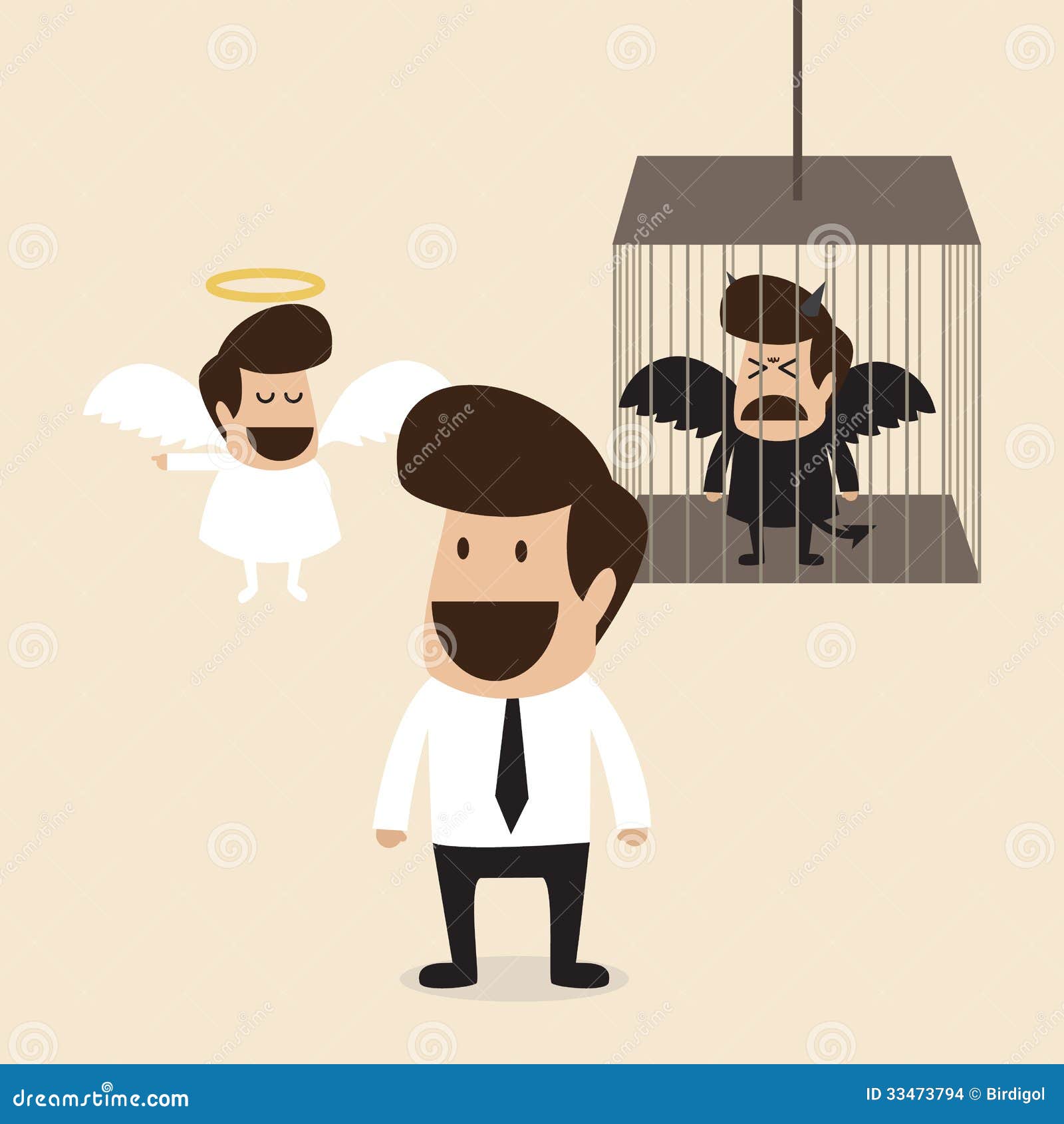 Businessman Decide To Belive Angel Mind and Lock D Stock Vector ...