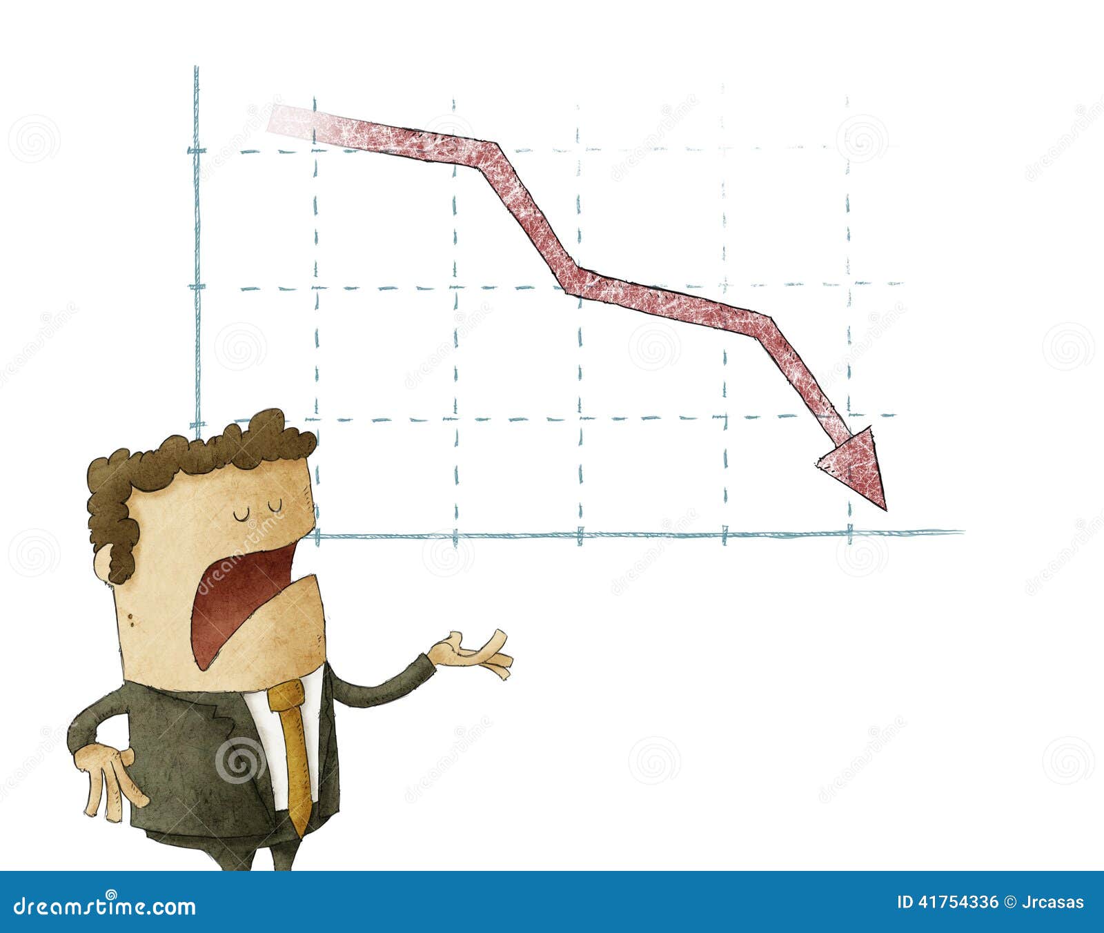 Businessman and Declining Chart Over Isolated Background Stock ...