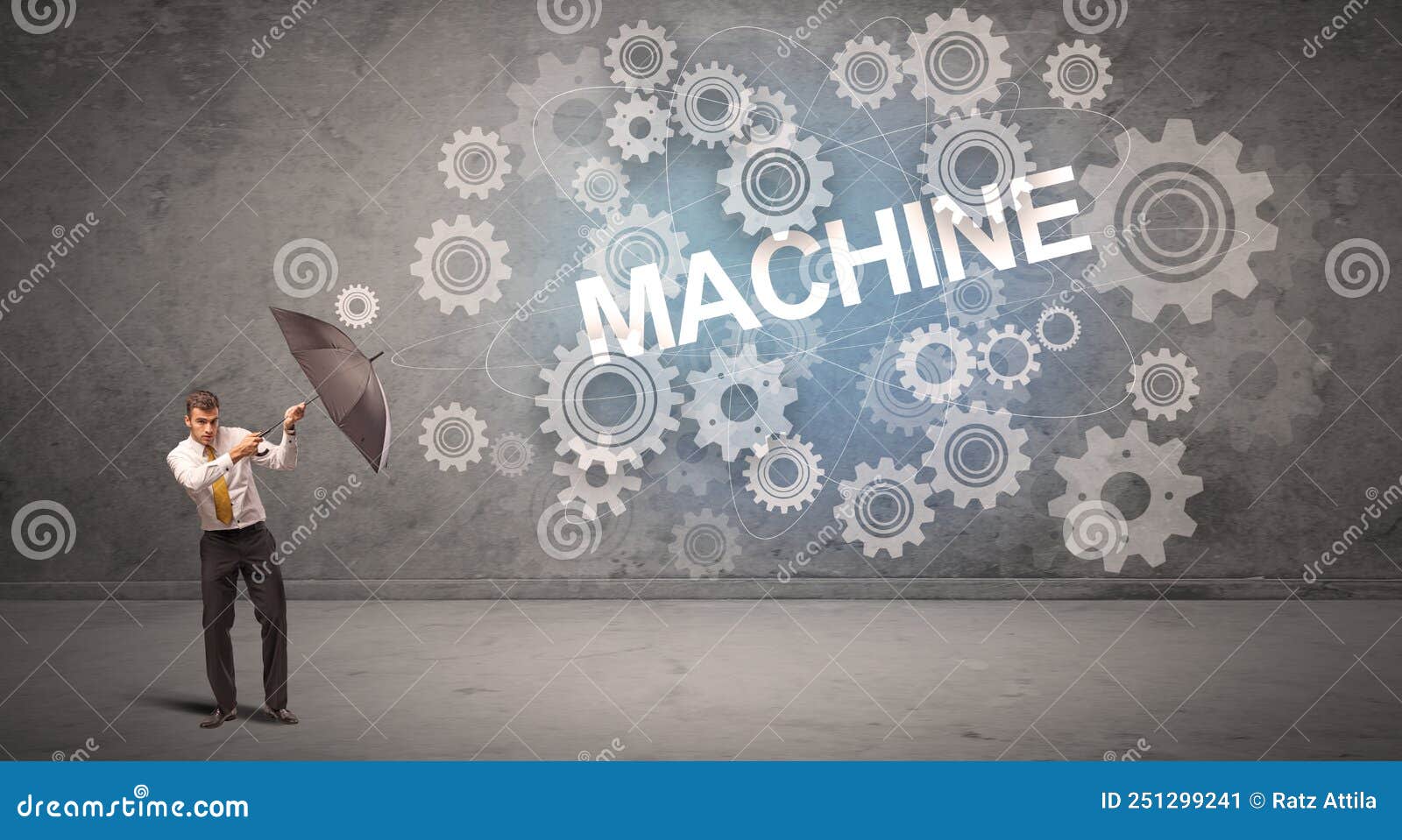 Businessman Defending with Umbrella Concept Stock Image - Image of ...