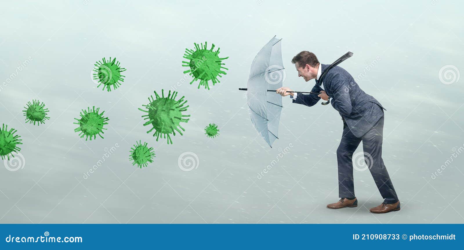 Businessman Defying a Conceptual Storm of Viruses Stock Image - Image ...