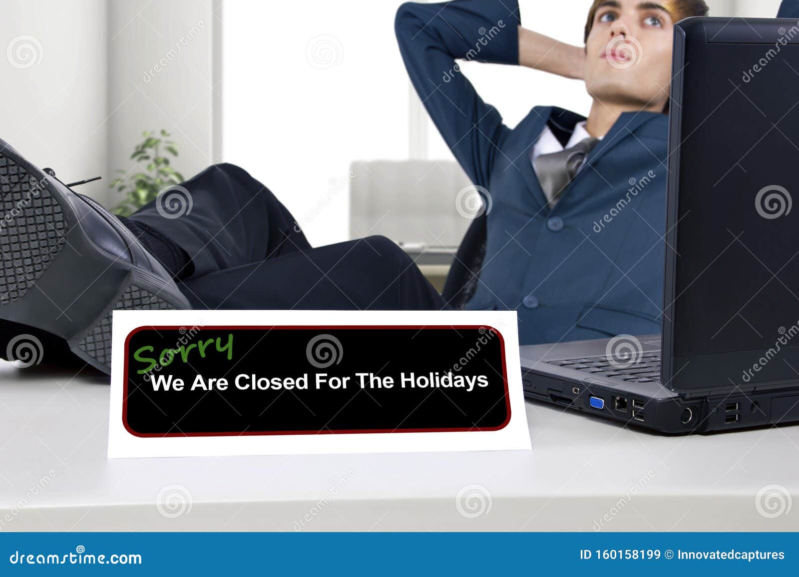 Businessman Taking a Break and Closing Office for Vacation Stock Image ...