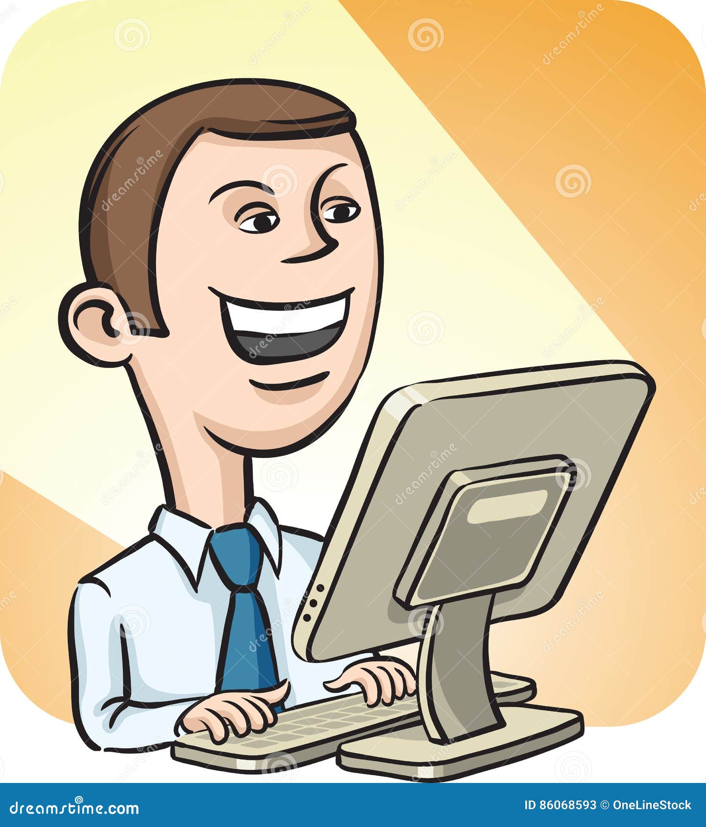 Businessman and Desktop Computer Stock Vector - Illustration of ...