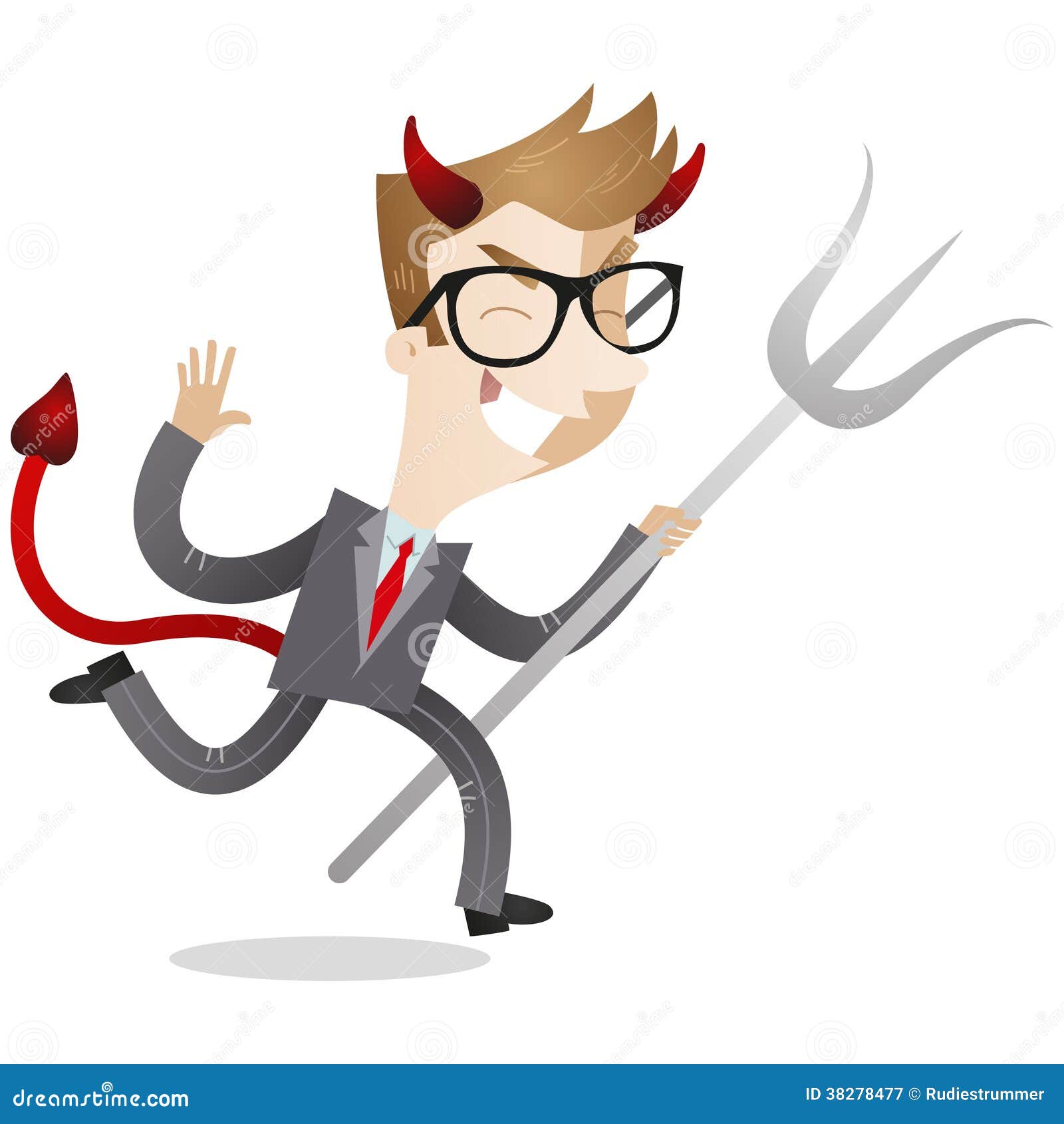 Businessman with Devils Horns, Tail, Trident. Stock Vector ...