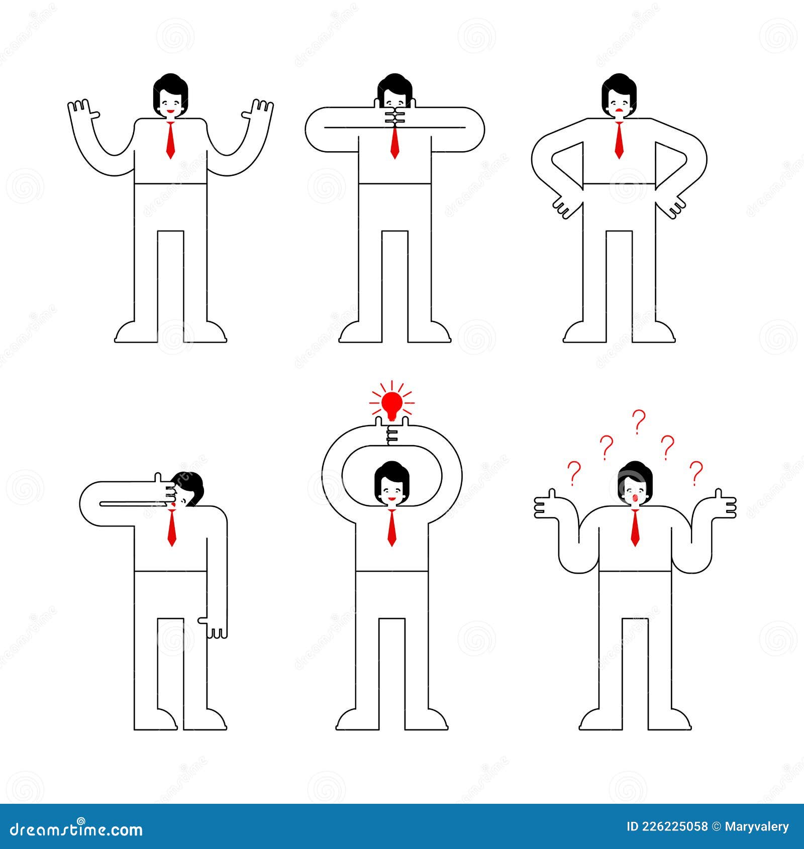 Businessman With Different Poses, Working And Presenting Process ...