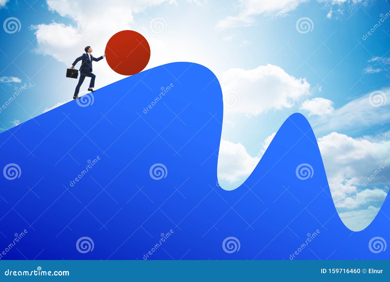 Businessman in Difficult Challenge Concept Stock Photo - Image of heavy ...