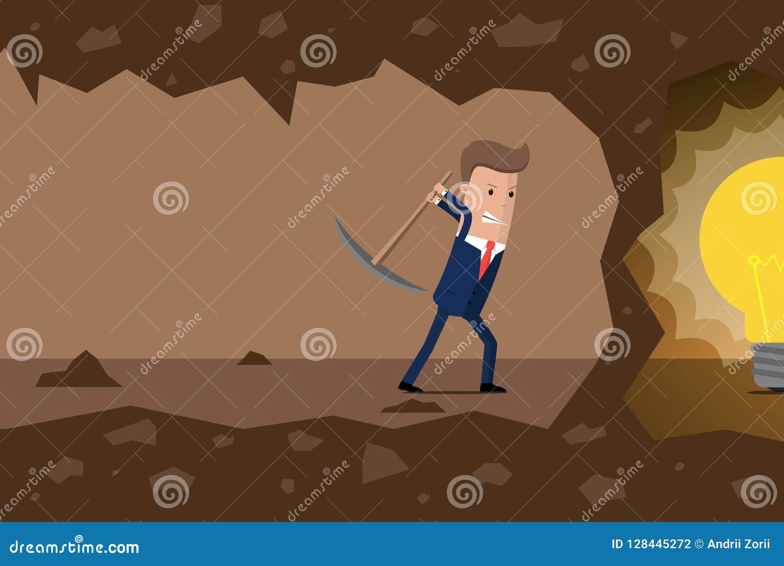 Businessman Dig the Earth in Search of Ideas. Vector Illustration Stock ...