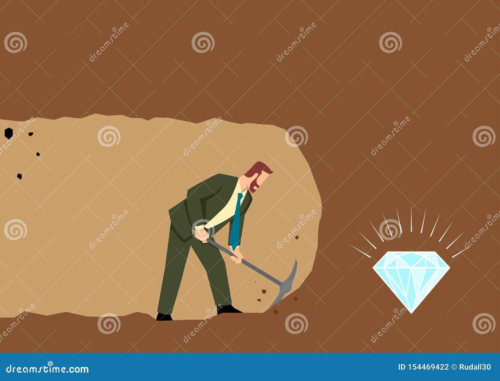 Businessman Digging and Mining To Find Treasure Stock Vector ...