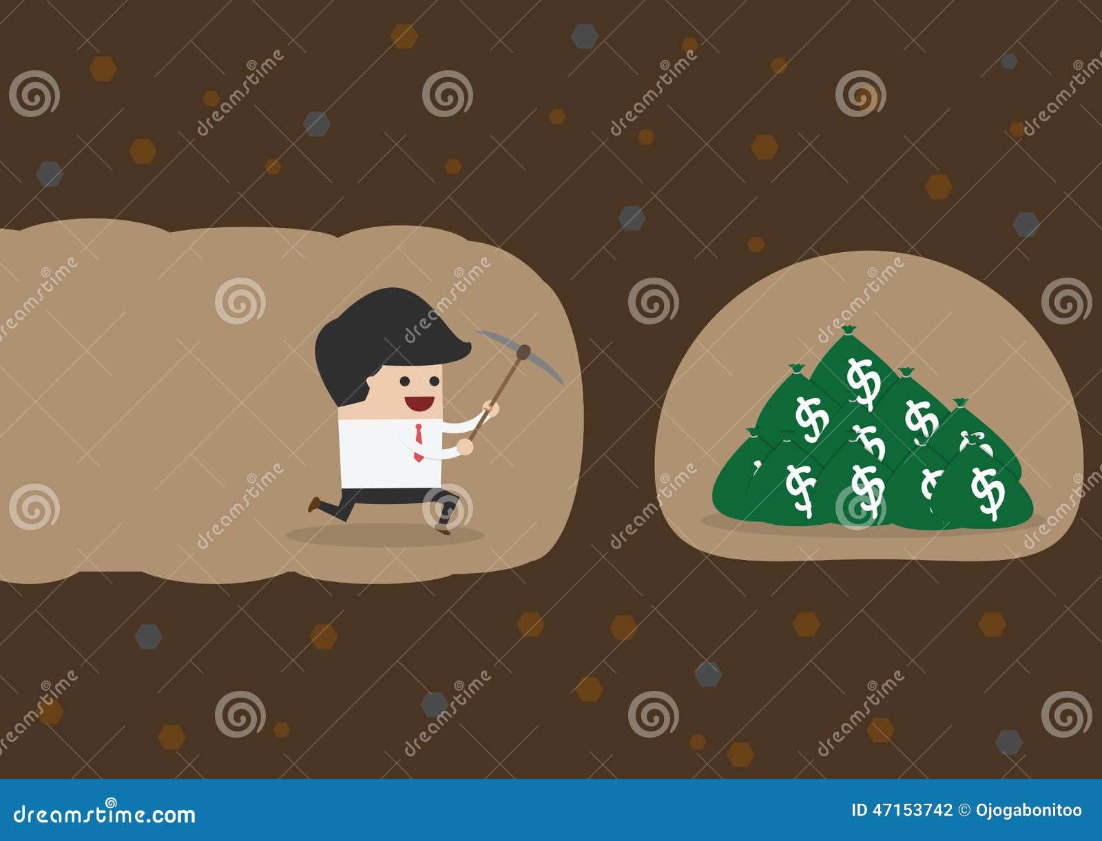 Businessman Digging To Find Money Stock Vector - Illustration of ...