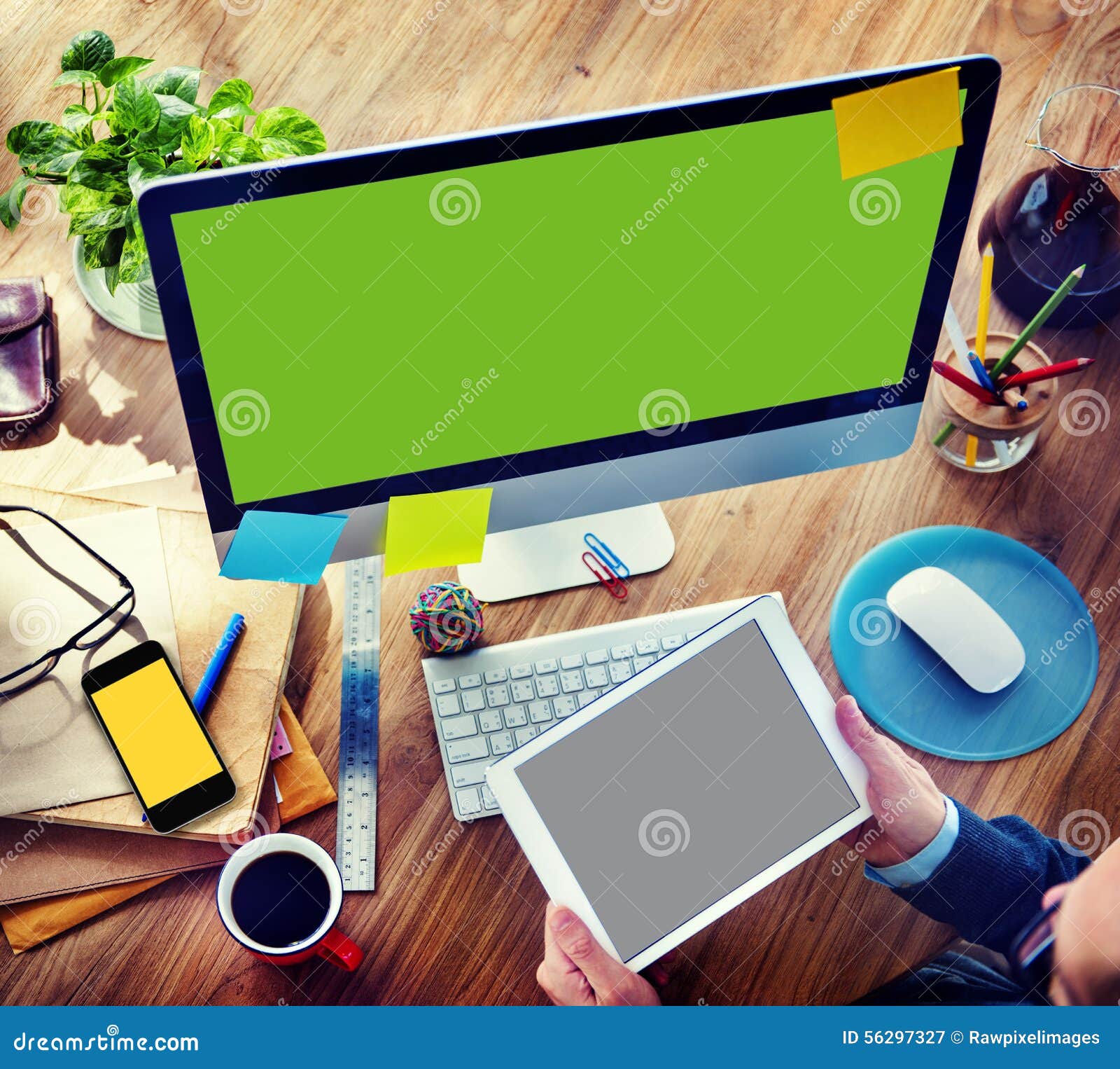 Businessman Digital Devices Using Working Concept Stock Image - Image ...