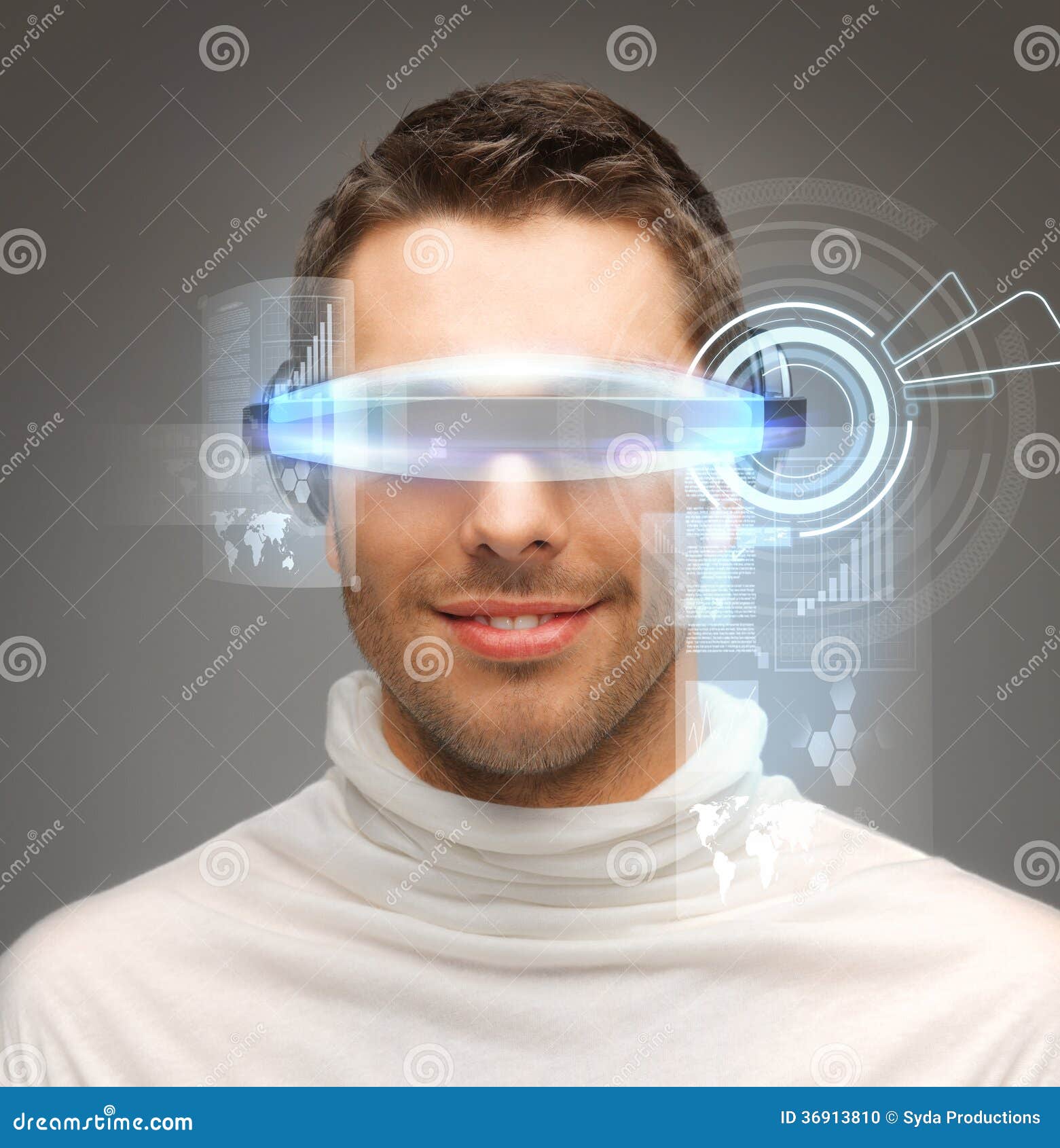 Businessman with Digital Glasses Stock Photo - Image of concept, happy ...