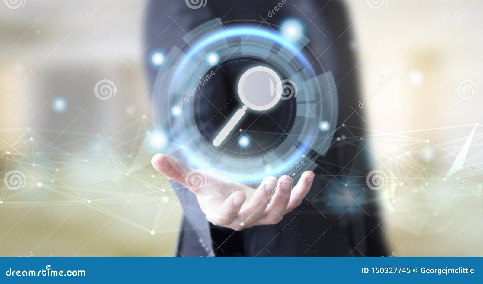 Businessman with Digital Technology Magnifying Glass Concept Stock ...