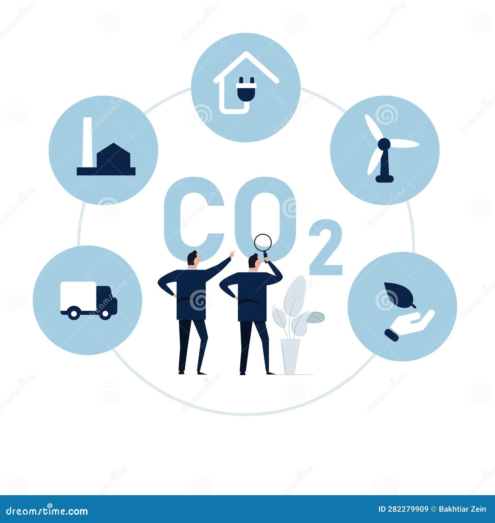 Businessman Discuss CO2 Carbon Neutral Zero Emissions for Environment ...