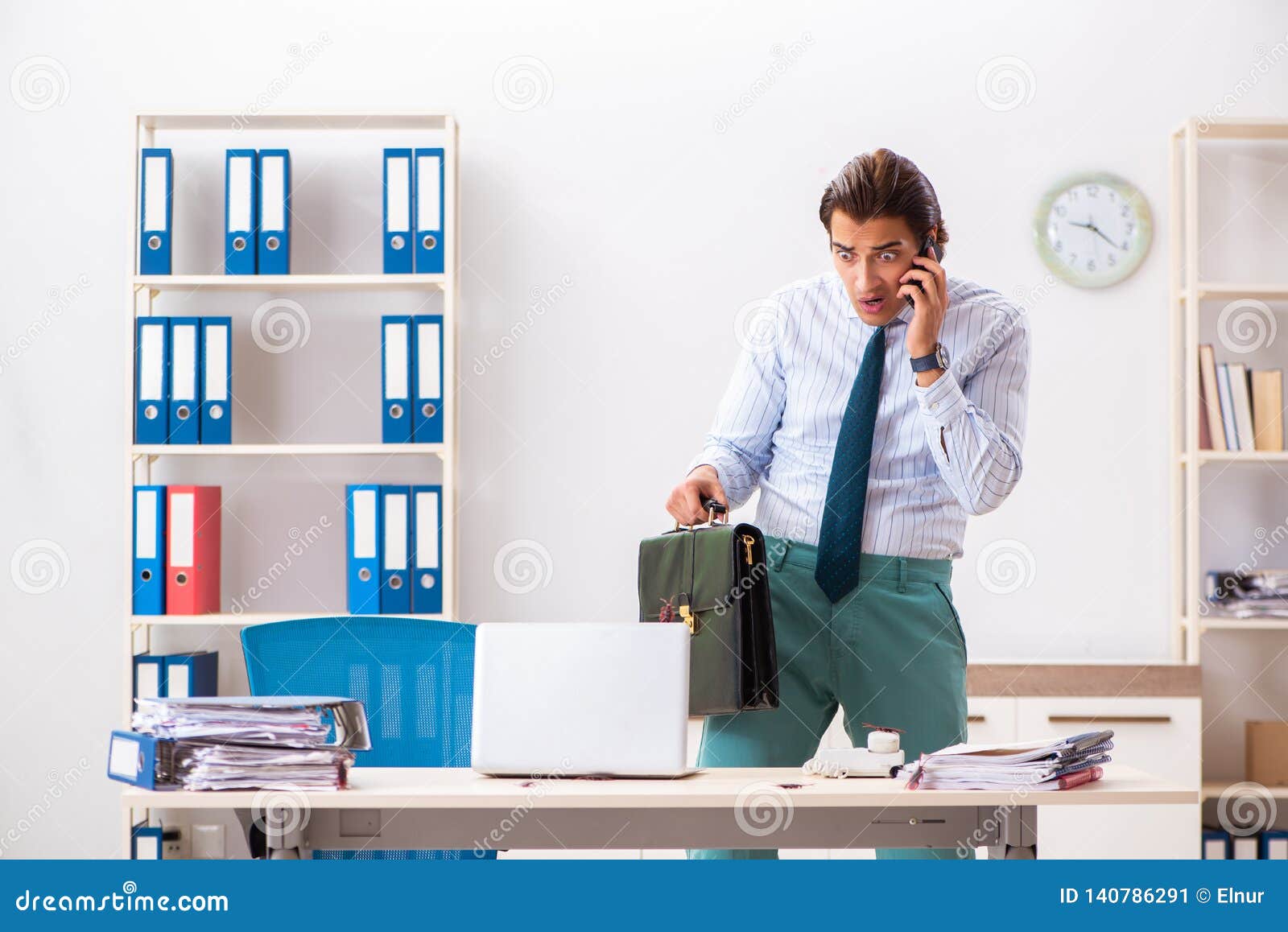The Businessman Disgusted with Cockroaches in the Office Stock Image ...