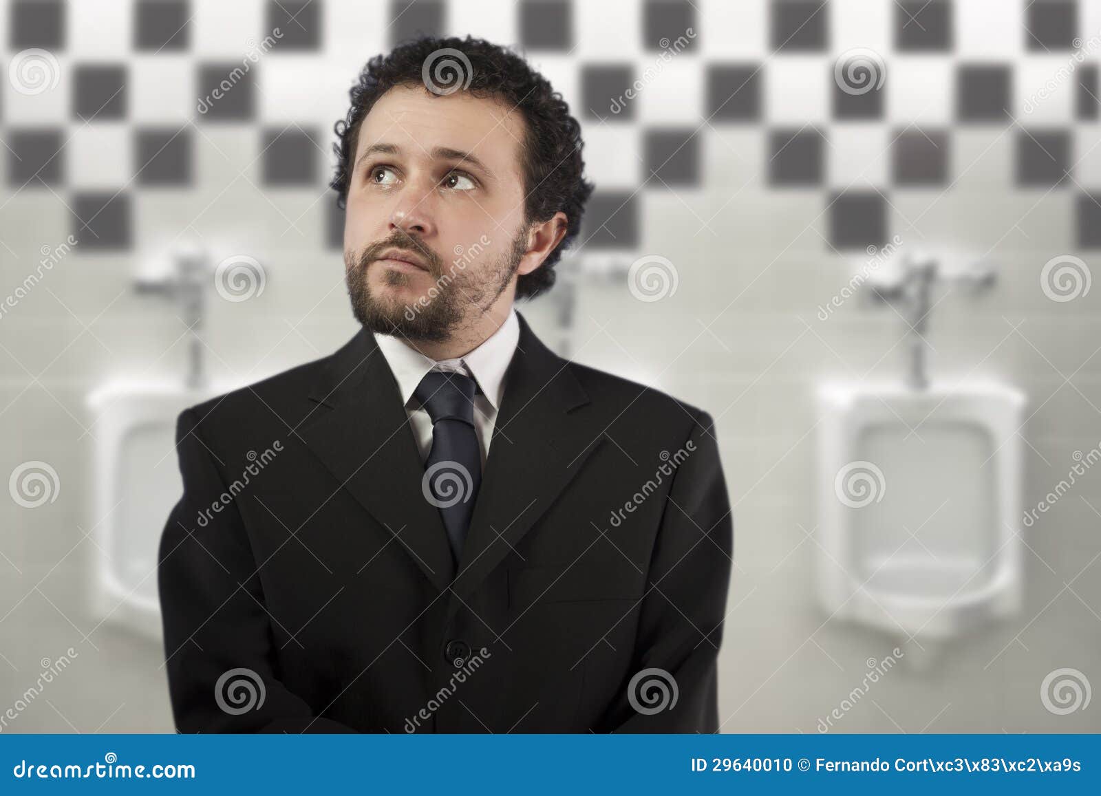 Businessman with a Distracted Look Stock Photo - Image of black, bowl ...