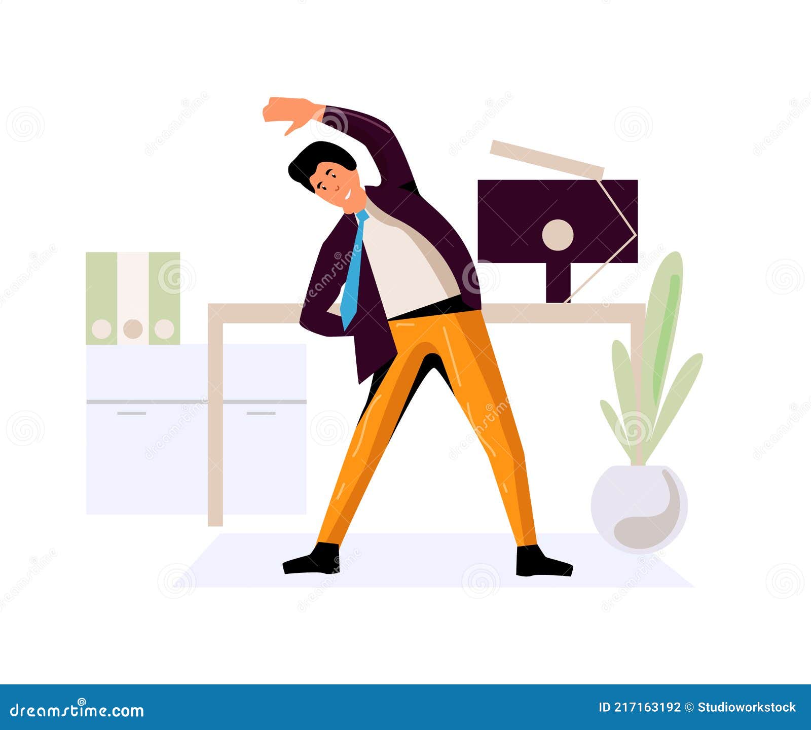 Businessman Do Office Fitness Exercise at Workplace Stock Vector ...