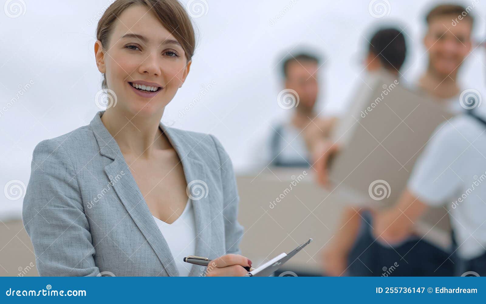 Businessman with Documents, Creating a Stack of Cardboard Boxes. Stock ...
