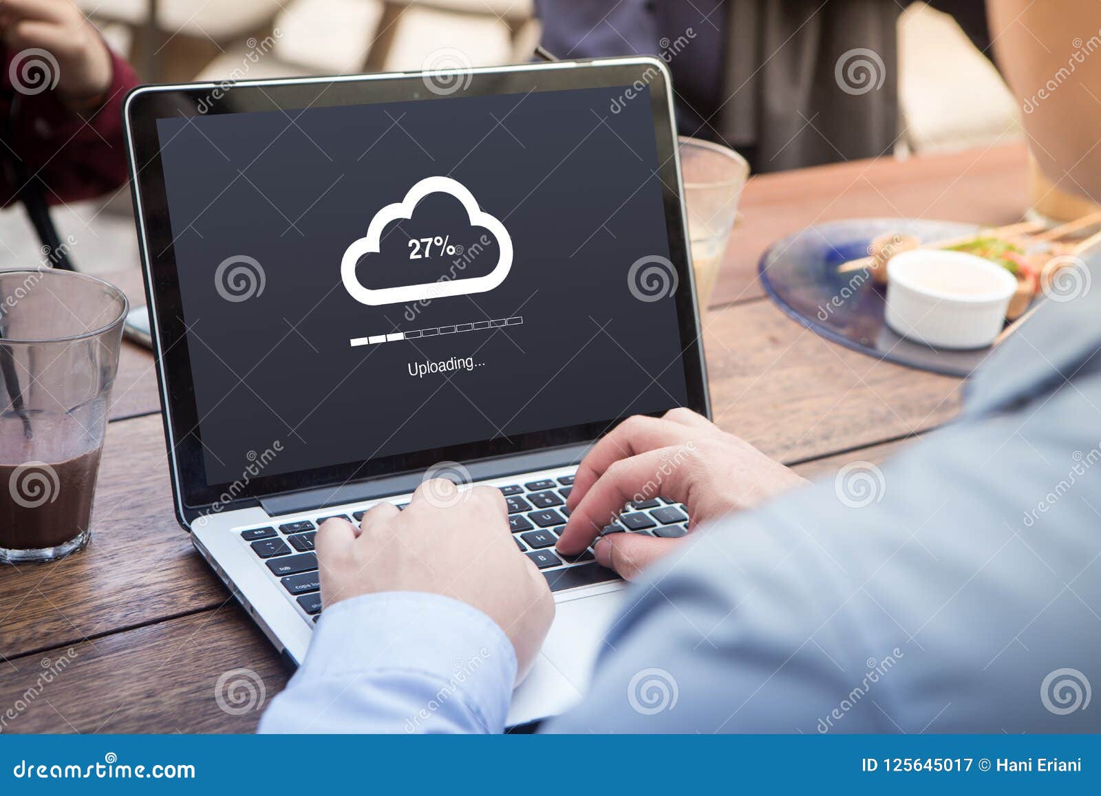 Businessman Doing Cloud Uploading Using Laptop / Computer Stock Image ... Businessman Doing Cloud Uploading Using Laptop / Computer Stock Image ...