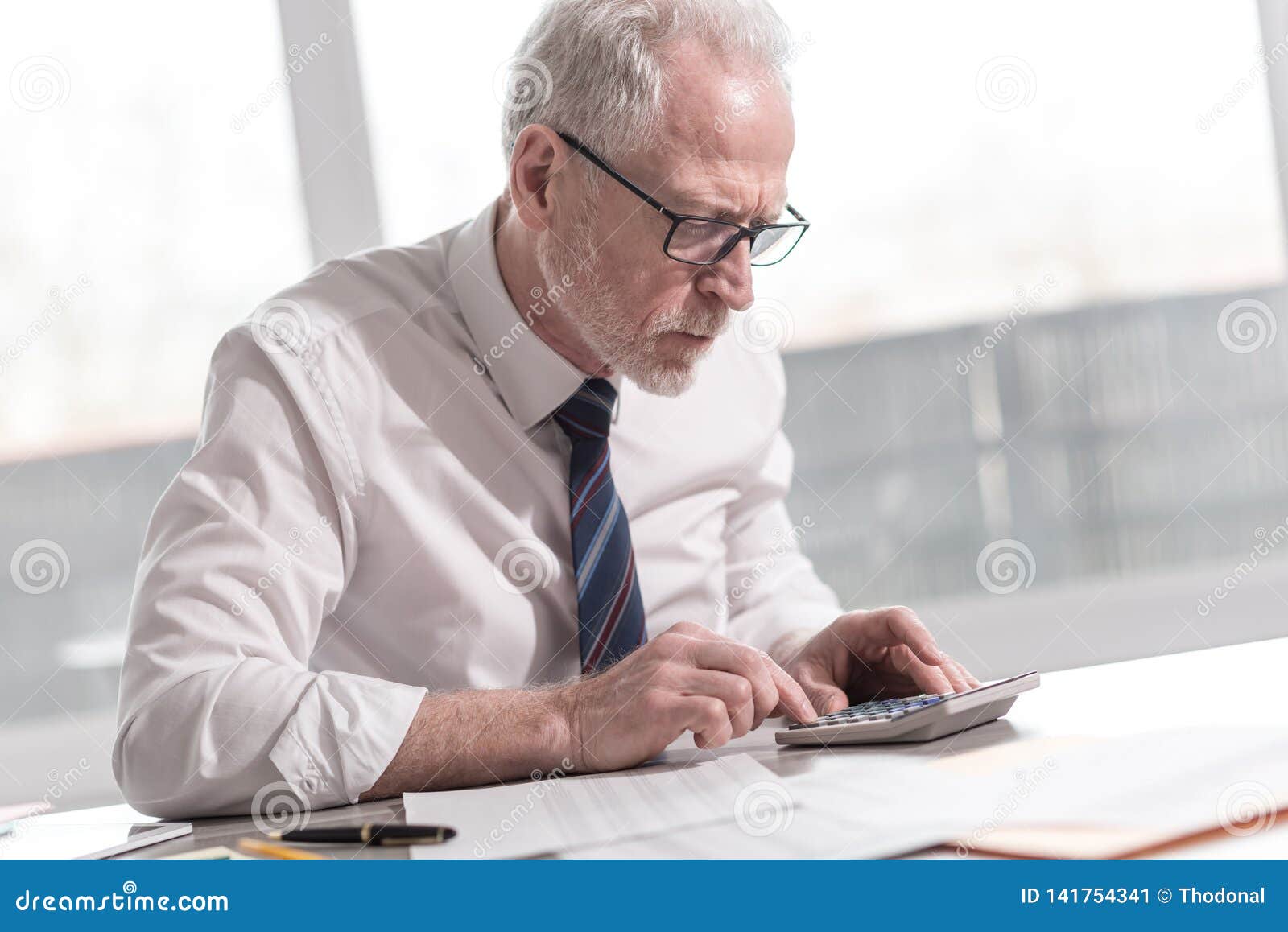 Businessman Doing His Accounting Stock Image - Image of administration ...