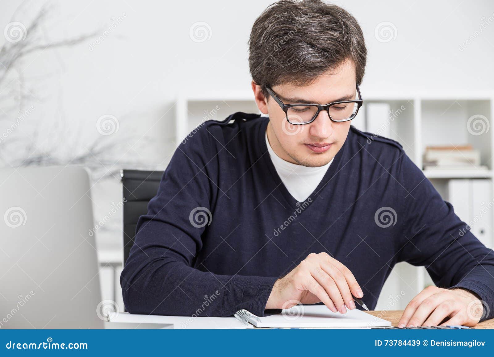 Businessman Doing Paperwork Stock Image - Image of adult, paper: 73784439