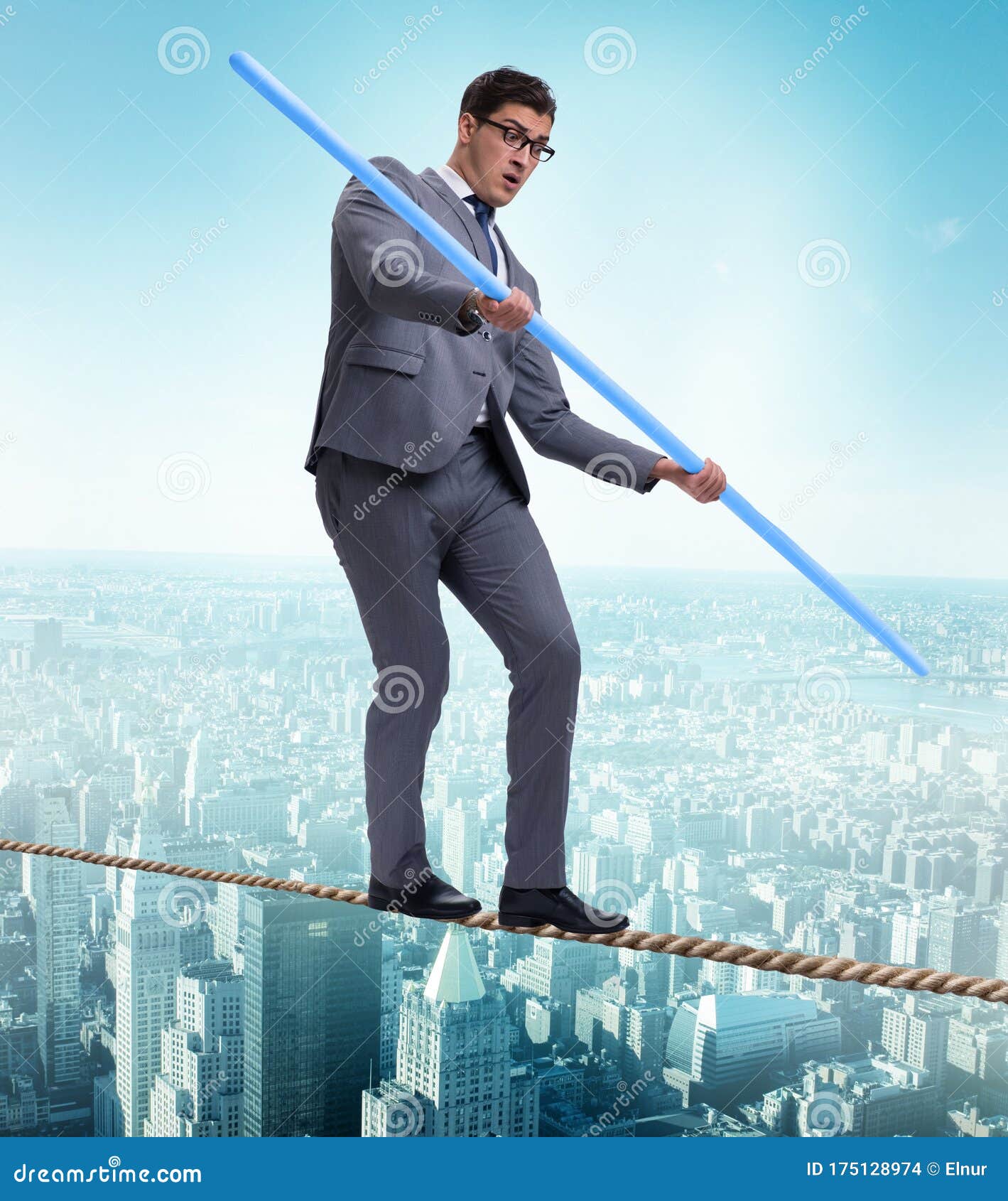 Businessman Doing Tightrope Walking in Risk Concept Stock Photo - Image ...