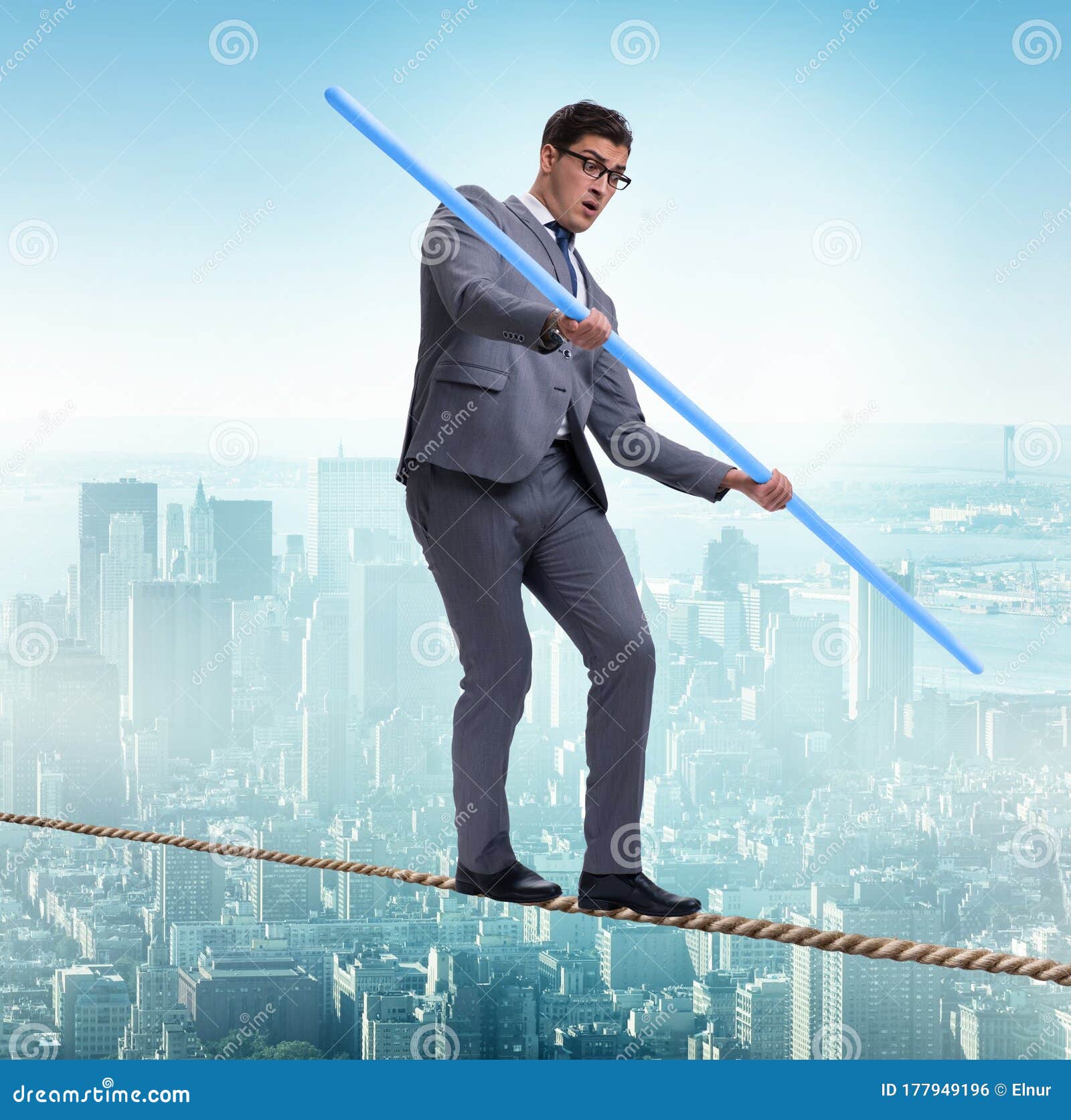 Businessman Doing Tightrope Walking in Risk Concept Stock Photo - Image ...