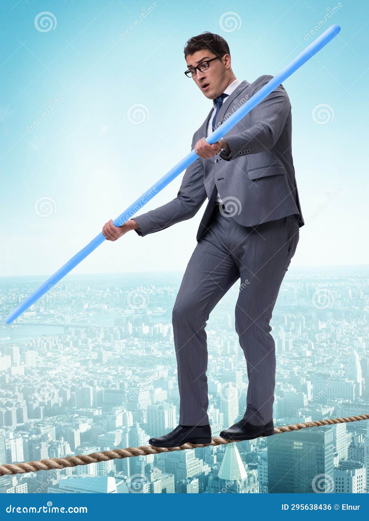 Businessman Doing Tightrope Walking in Risk Concept Stock Photo - Image ...