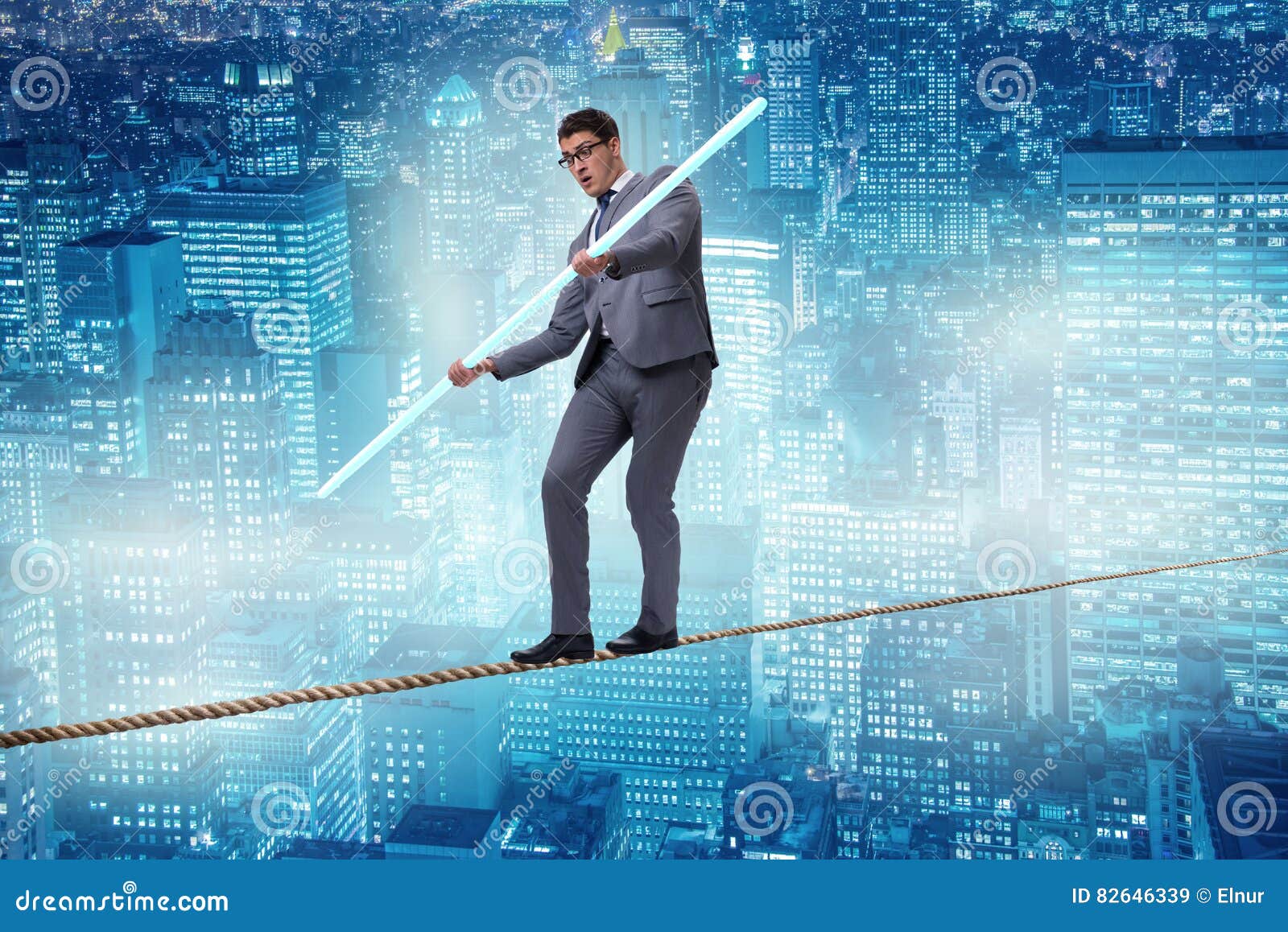 The Businessman Doing Tightrope Walking in Risk Concept Stock Image ...