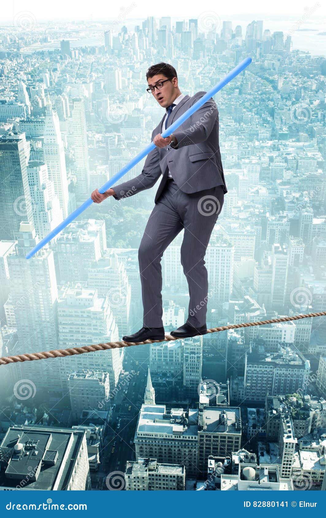The Businessman Doing Tightrope Walking in Risk Concept Stock Image ...