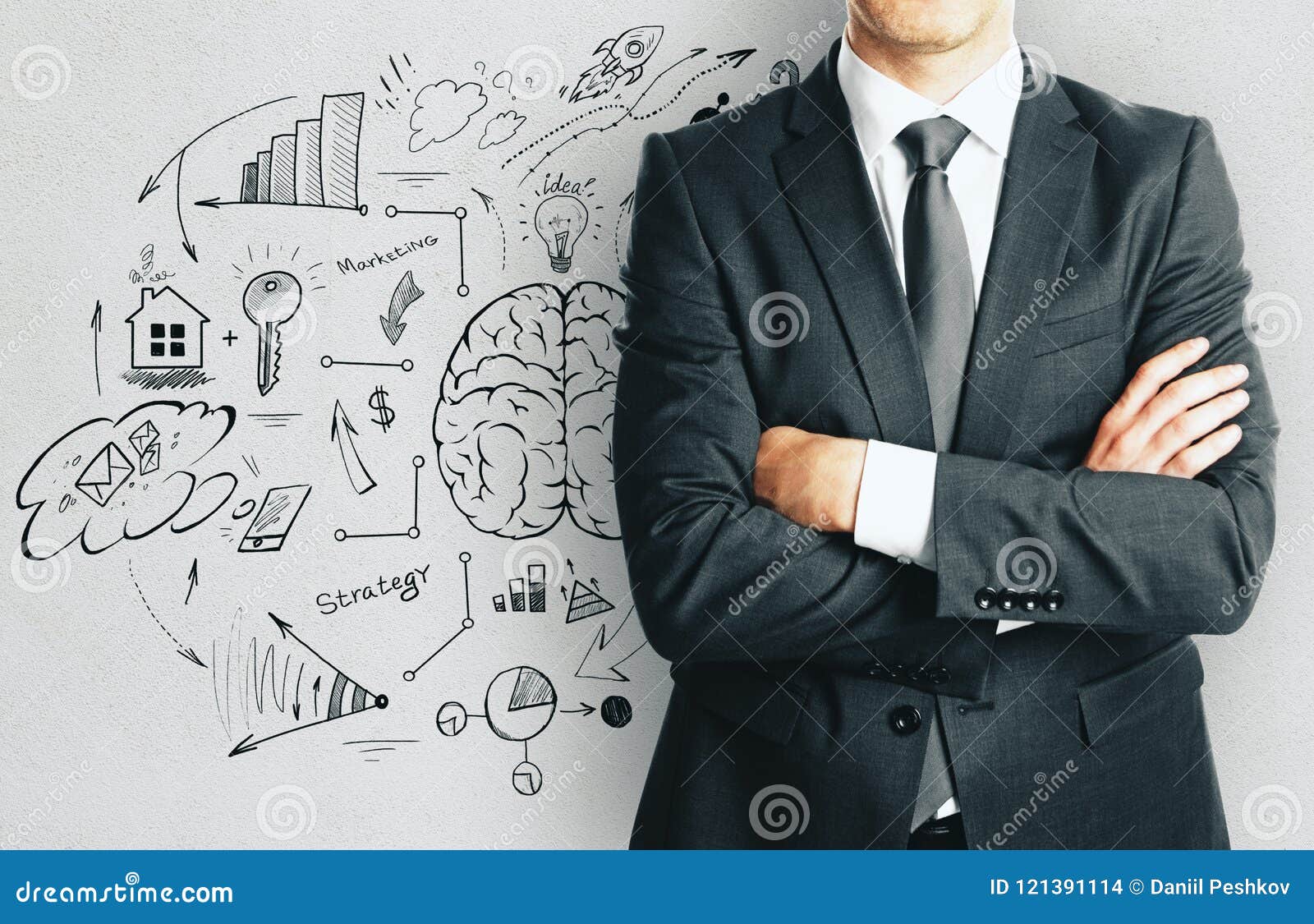 Businessman and Draw Doodle Elements Stock Photo - Image of marketing ...