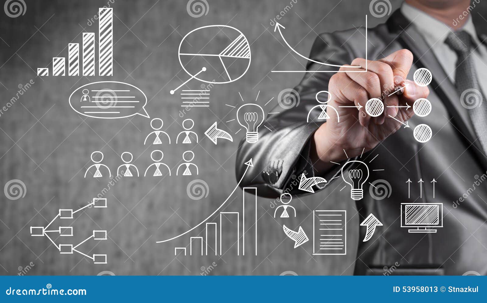 Businessman Draw Flowchart Using Electronic Documents Royalty-Free ...