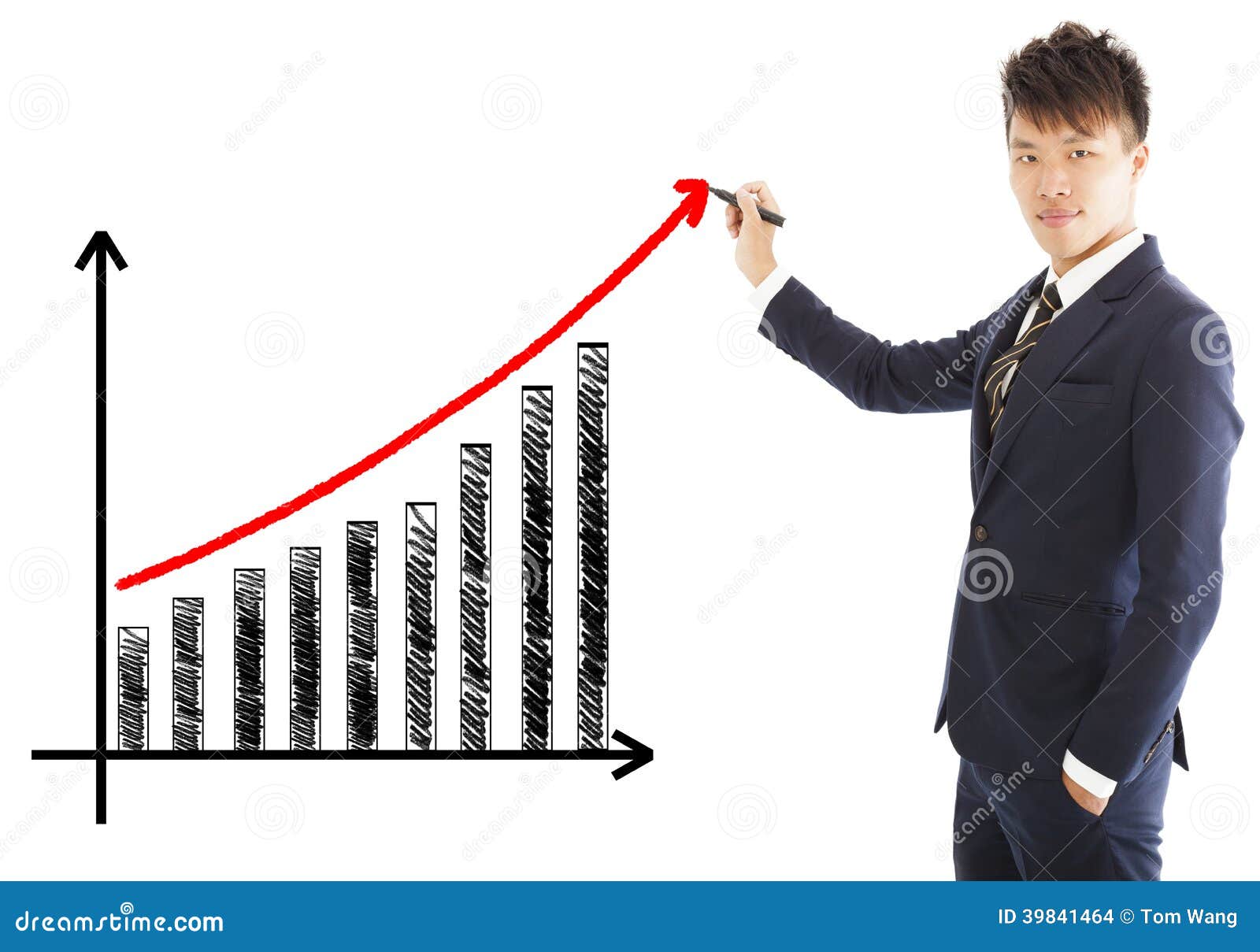Businessman Draw a Marketing Growth Chart Stock Photo - Image of ...