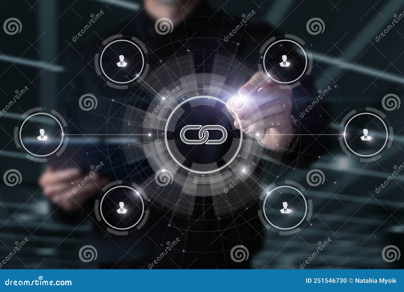 Businessman Draw Structure Link Connection Stock Illustration ...