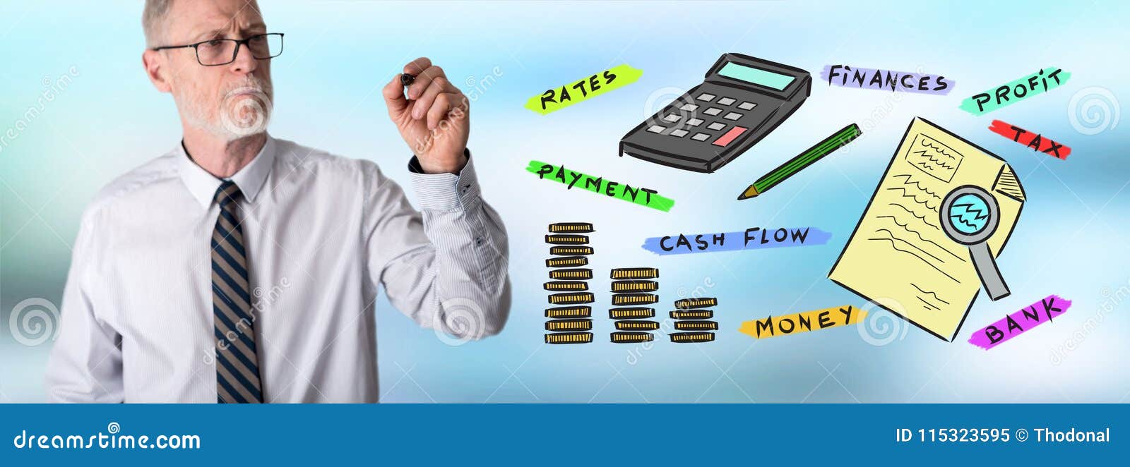 Businessman Drawing Accounting Concept Stock Image - Image of symbol ...