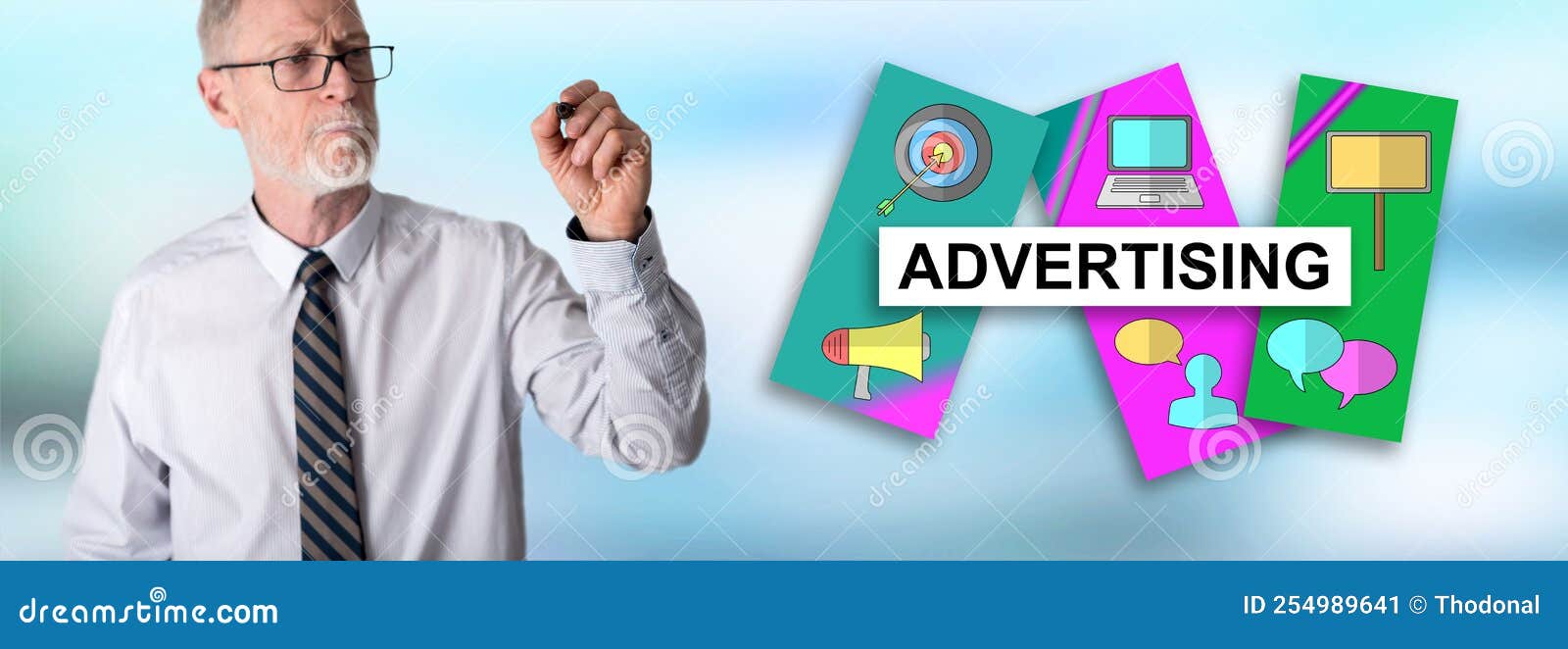 Businessman Drawing Advertising Concept Stock Image - Image of ...