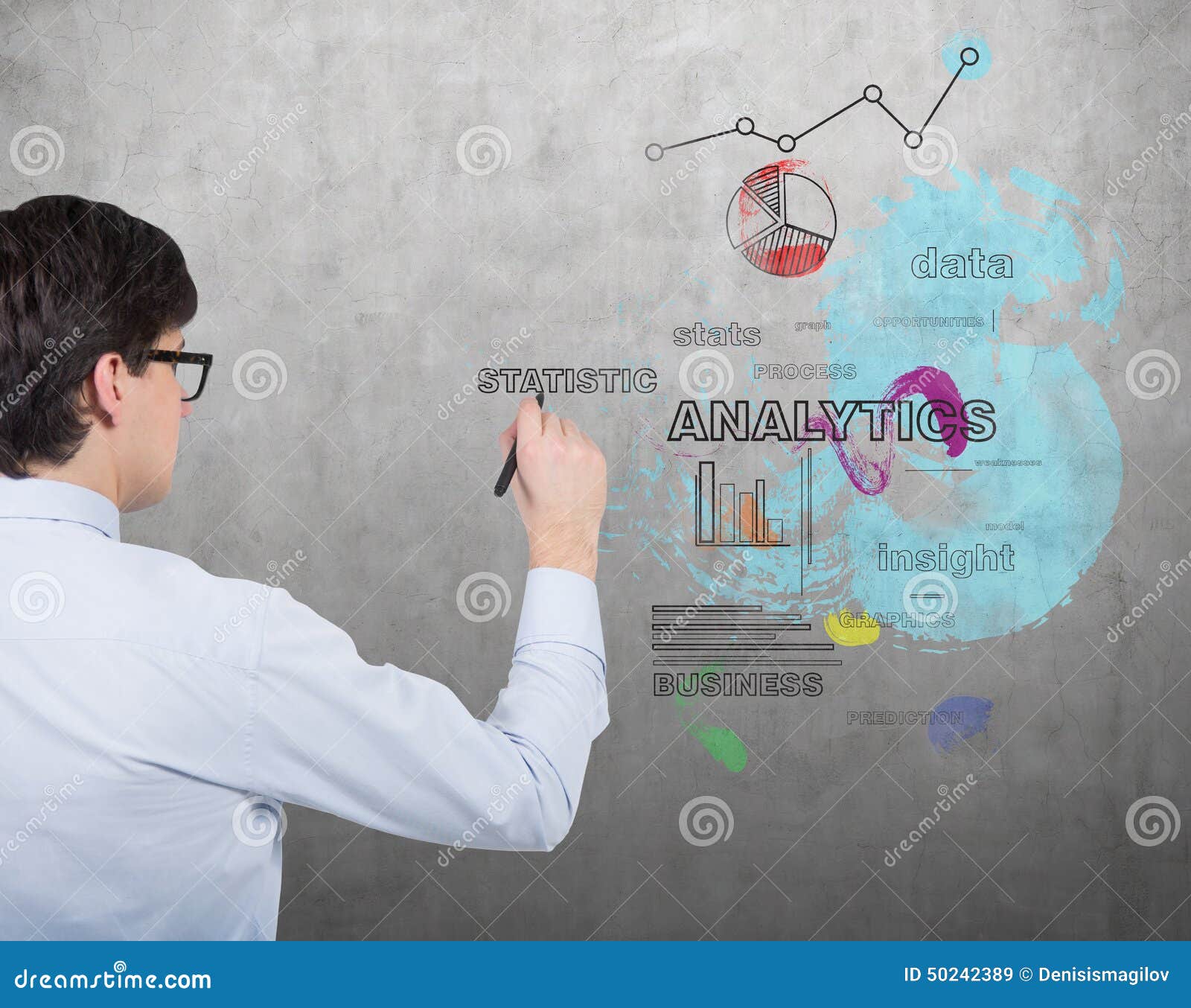 Businessman Drawing Analytics Stock Image - Image of chart, idea: 50242389