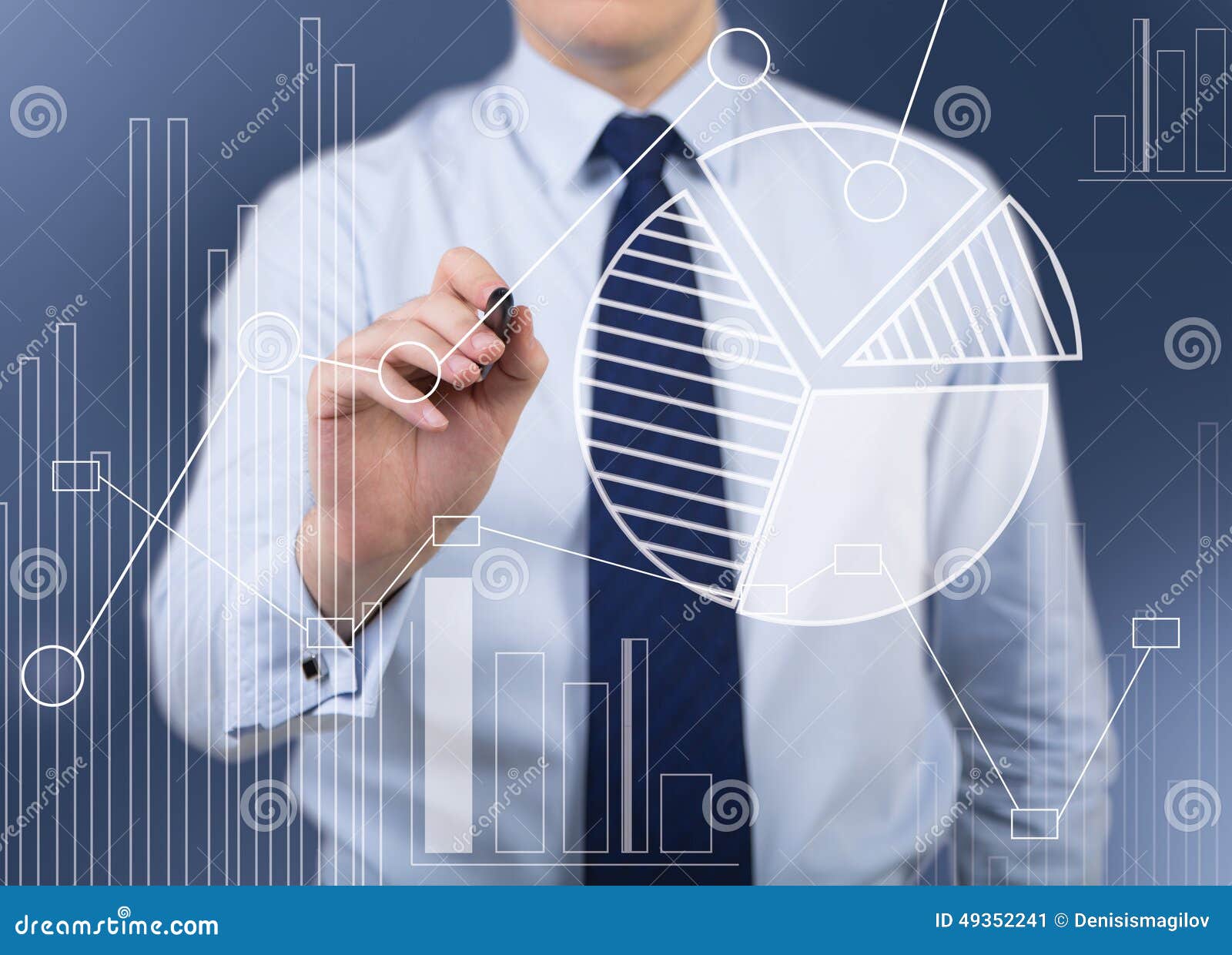 Businessman Drawing Analytics Symbol Stock Image - Image of marketing ...