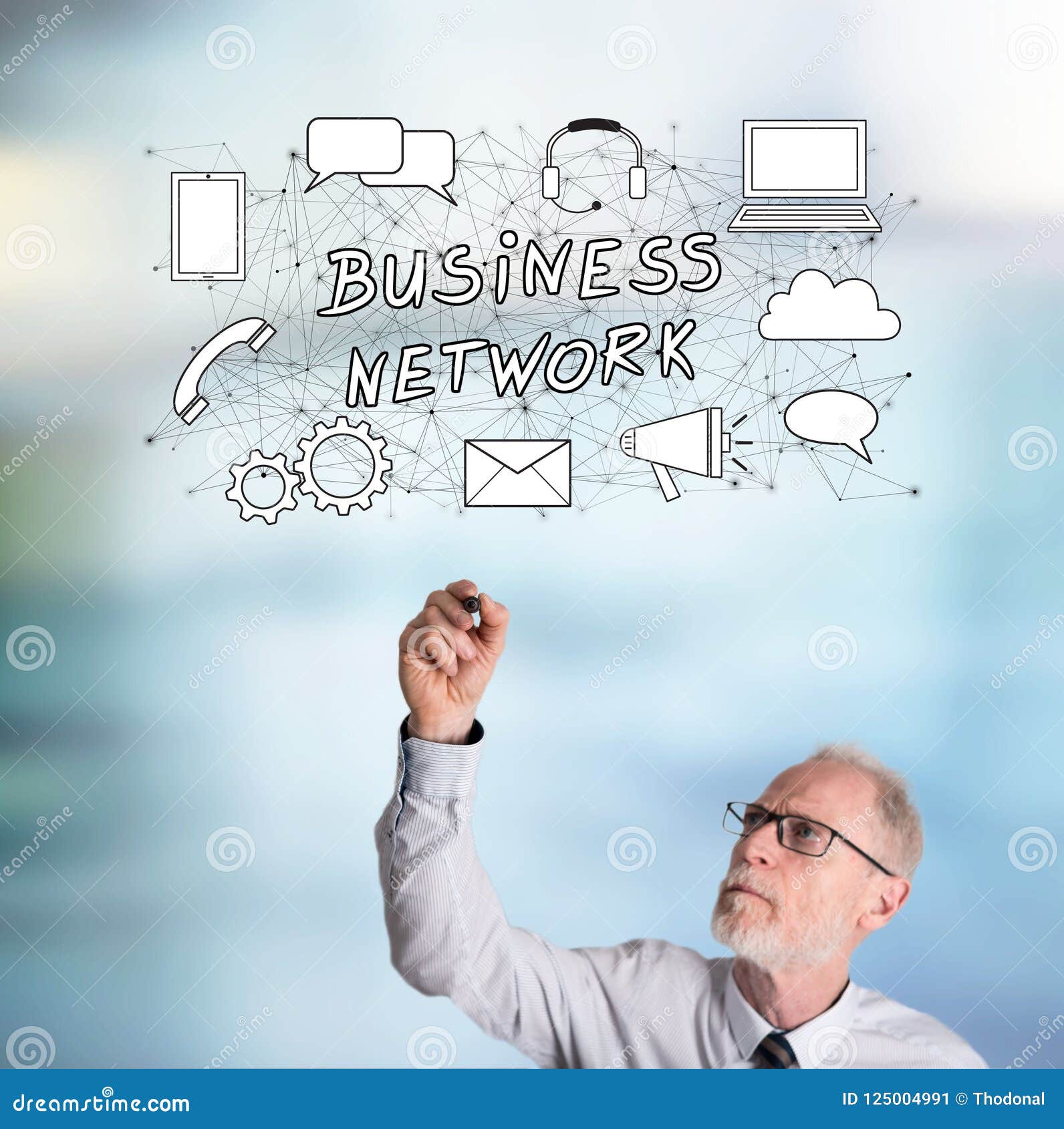 Businessman Drawing Business Network Concept Stock Image - Image of ...