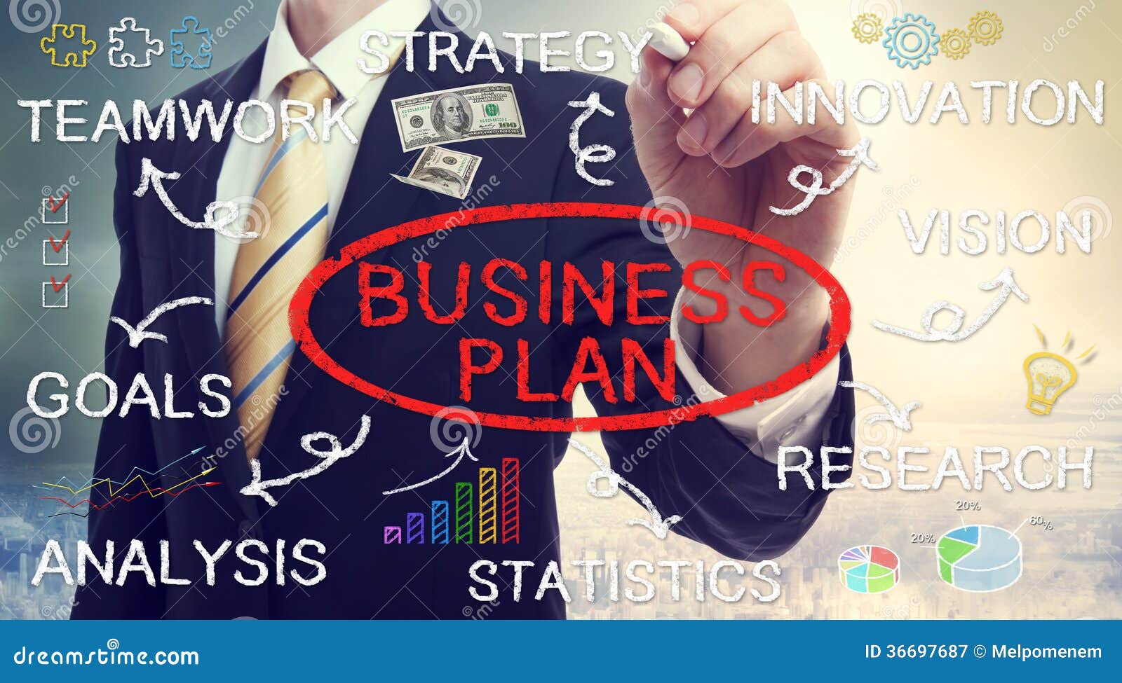 Businessman Drawing Business Plan Concepts Stock Image - Image of ...