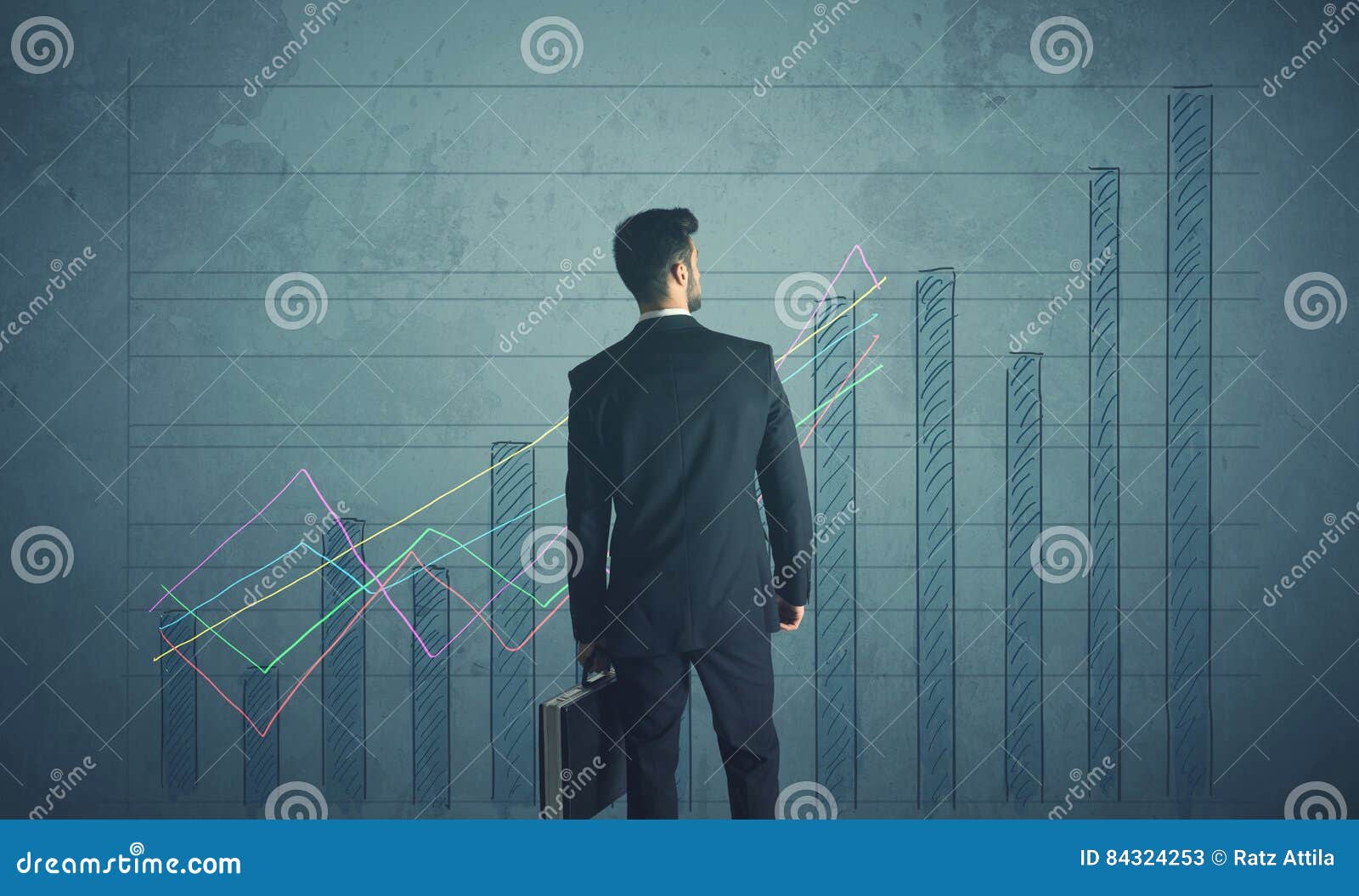 Businessman drawing chart stock image. Image of growth - 84324253