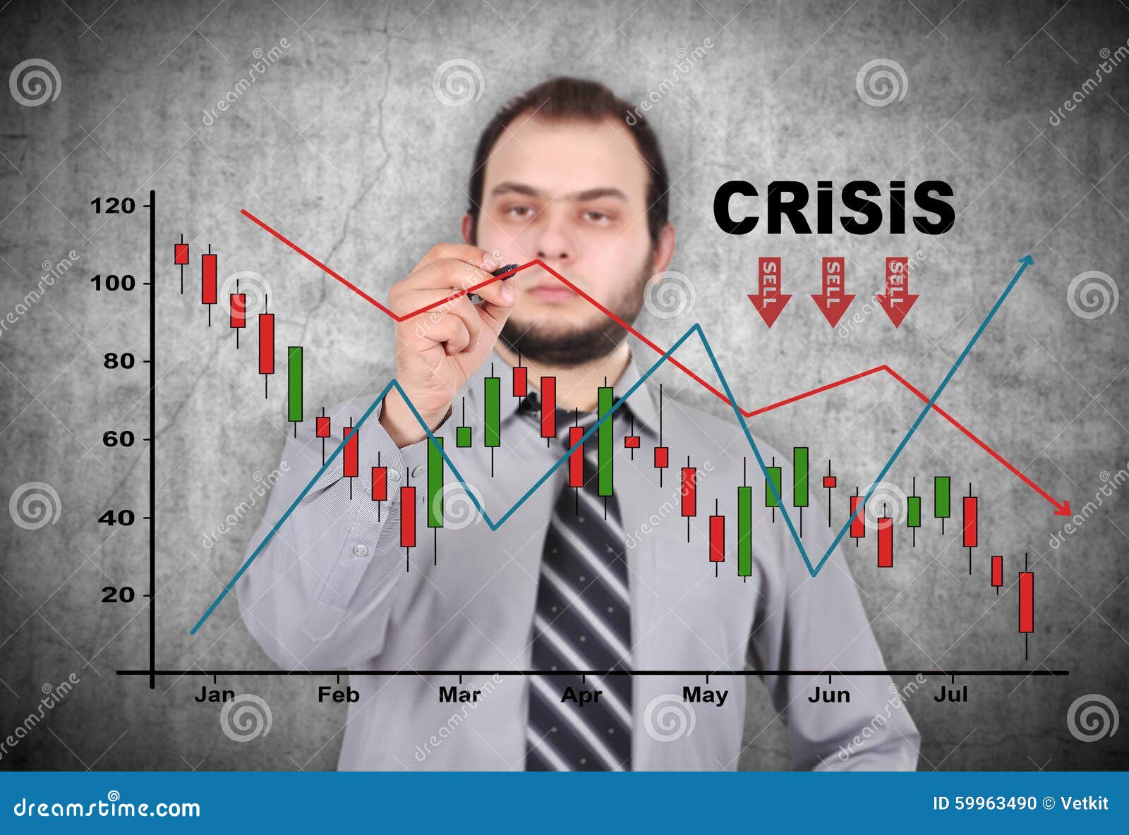 Drawing Crisis Chart On Placard Royalty-Free Stock Photo ...