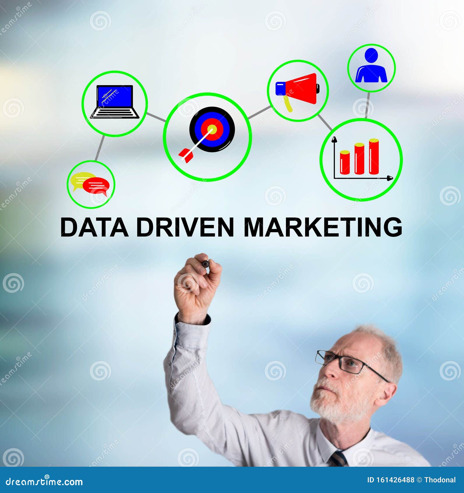 Businessman Drawing Data Driven Marketing Concept Stock Photo - Image ...