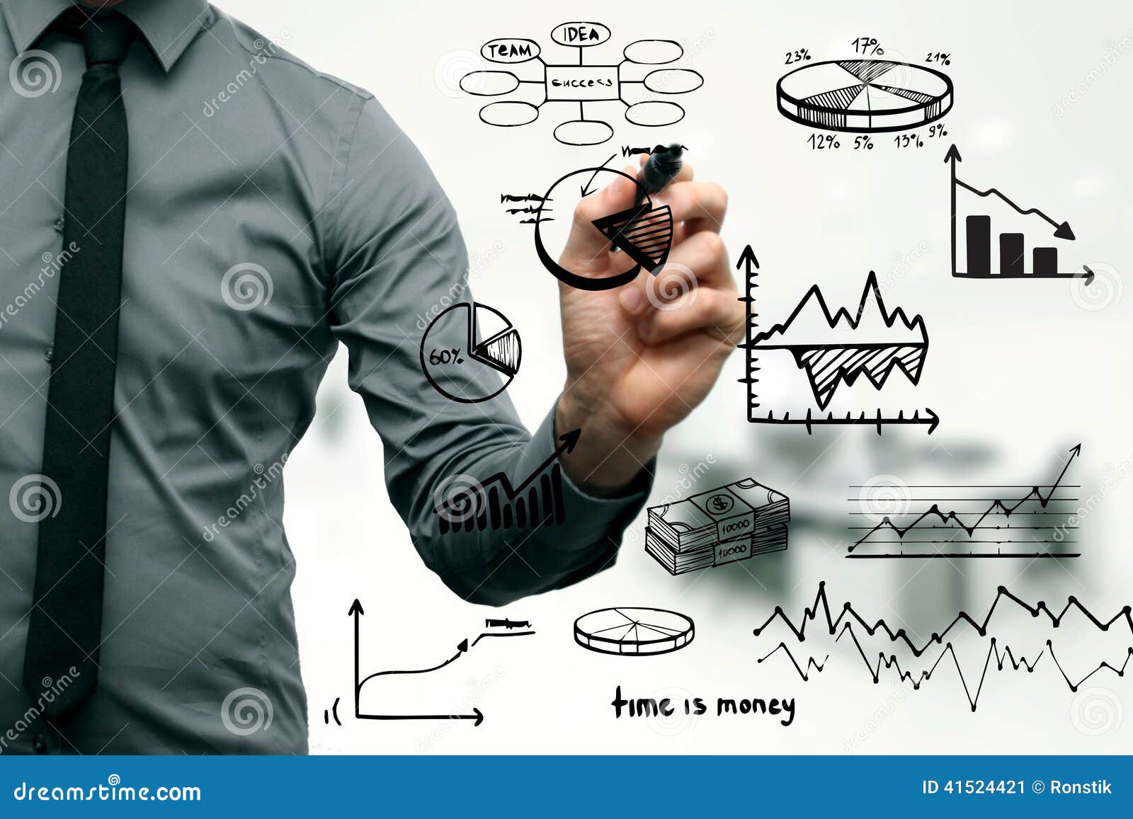 Businessman Drawing Different Graphs and Chartss Stock Image - Image of ...