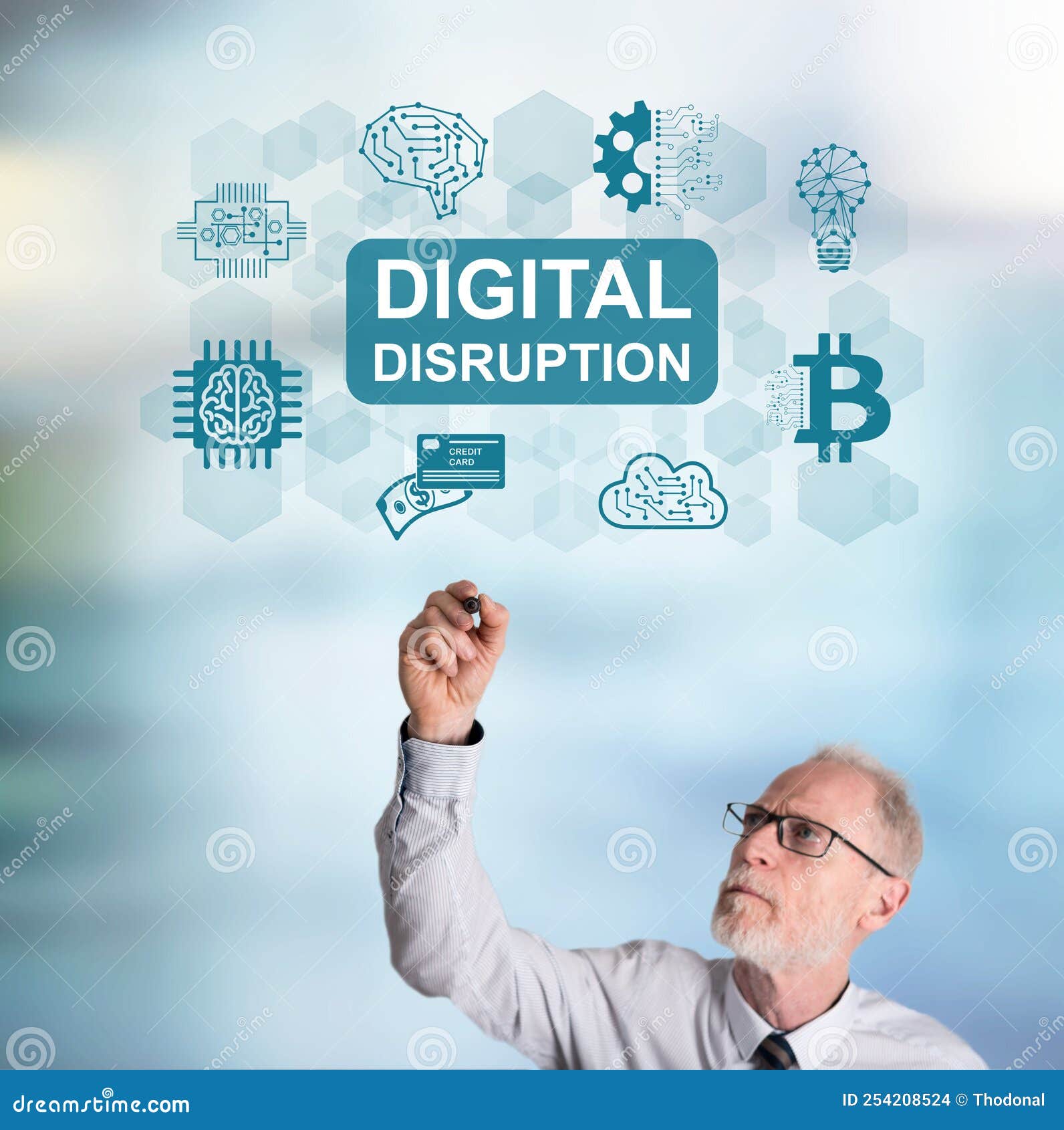 Businessman Drawing Digital Disruption Concept Stock Photo - Image of ...