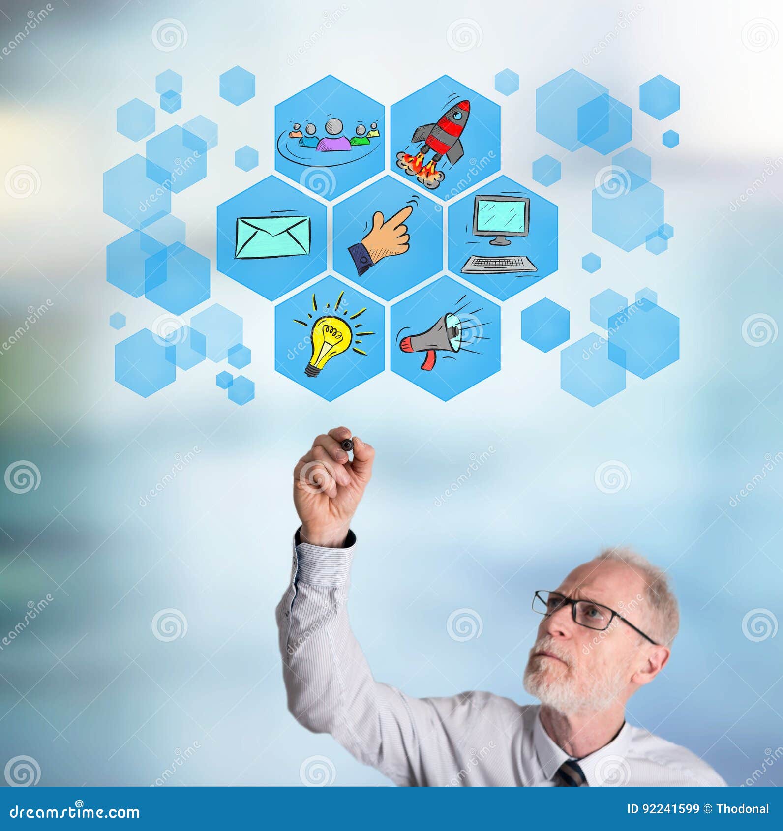 Businessman Drawing Digital Marketing Concept Stock Image - Image of ...