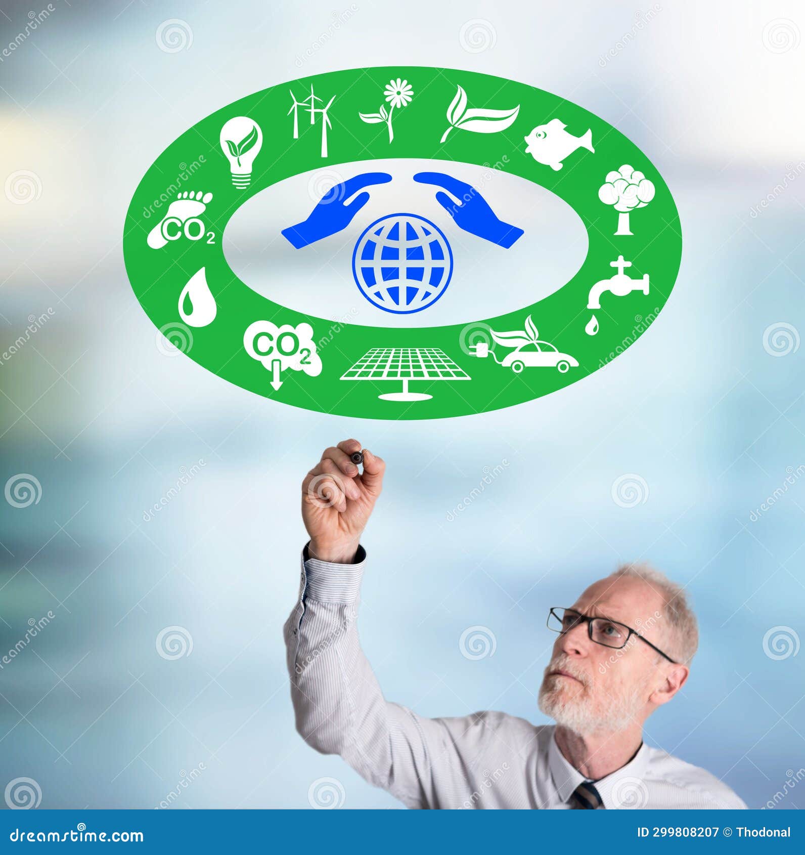 Businessman Drawing Environment Protection Concept Stock Image - Image ...