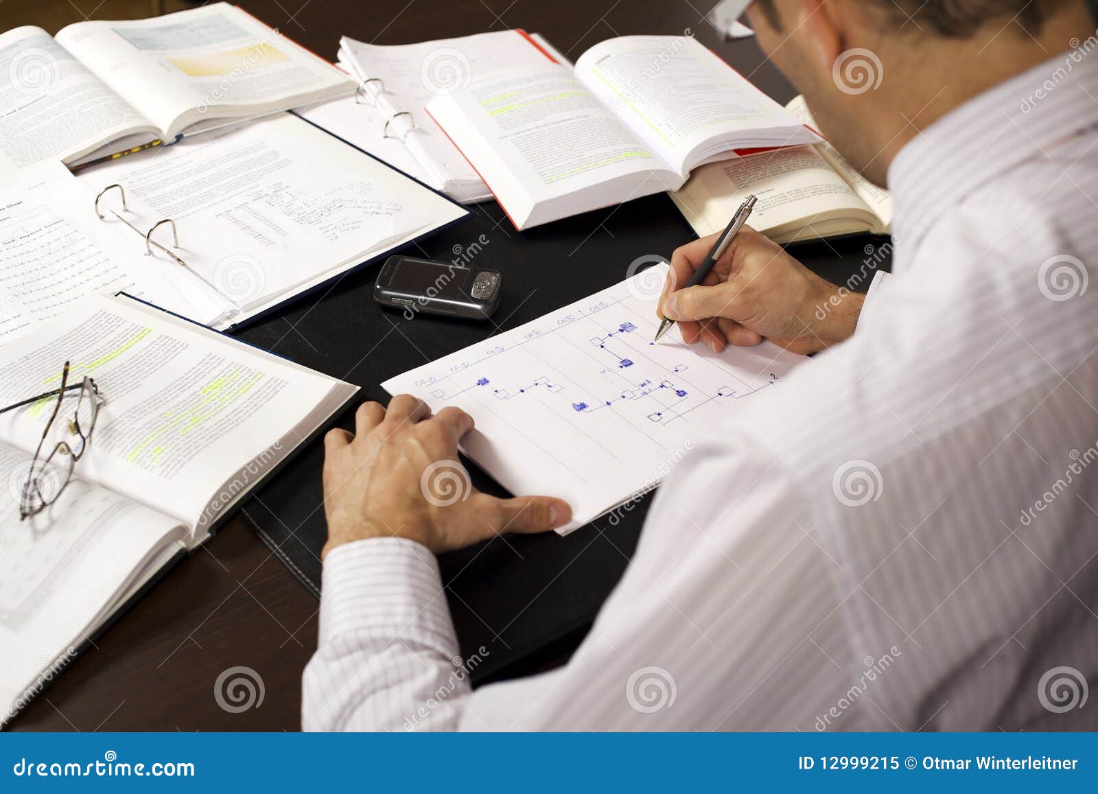 Businessman Drawing a Flow-chart Stock Image - Image of data, business ...