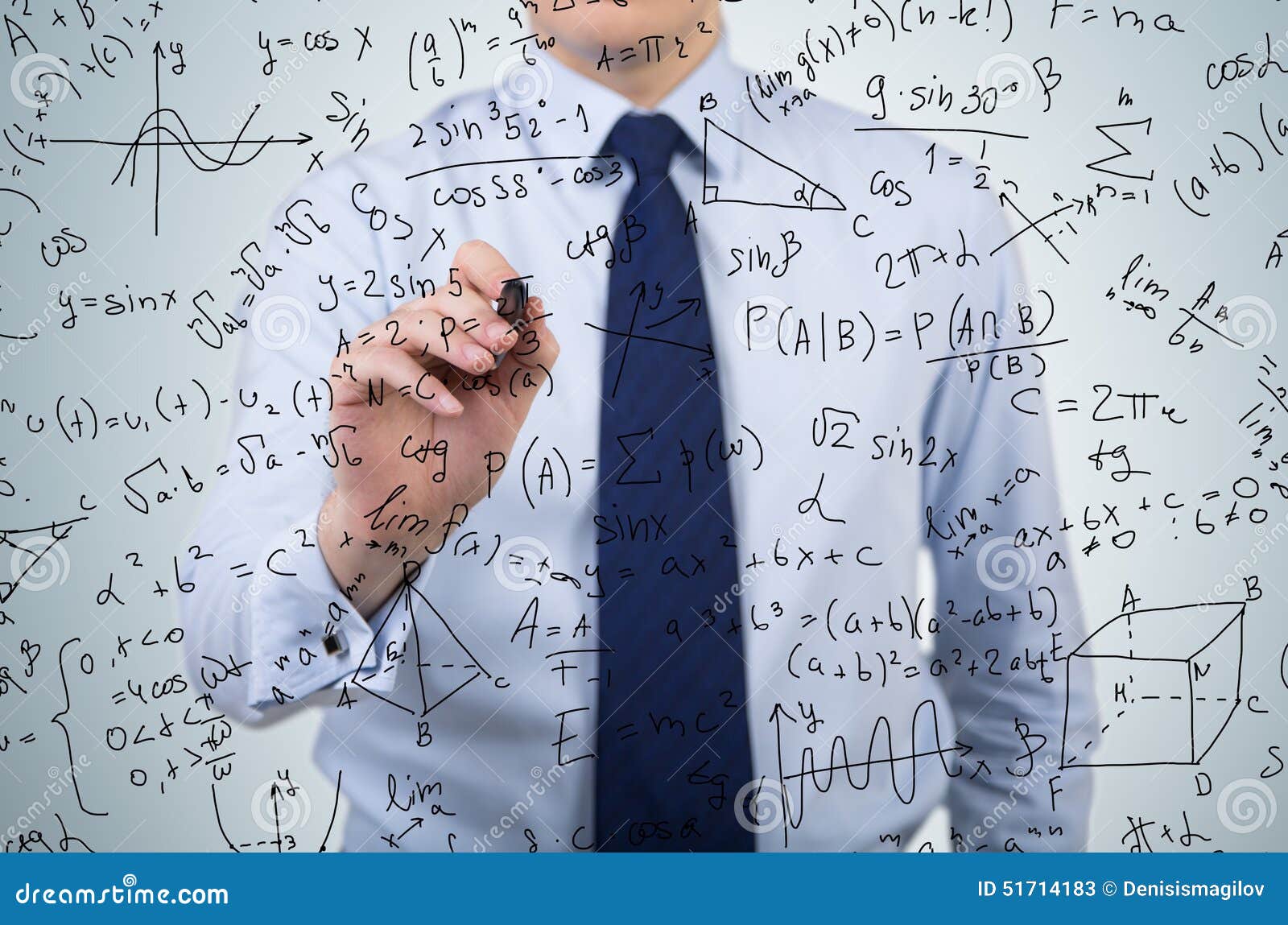 Businessman Drawing Formulas Stock Image - Image of learning, complex ...